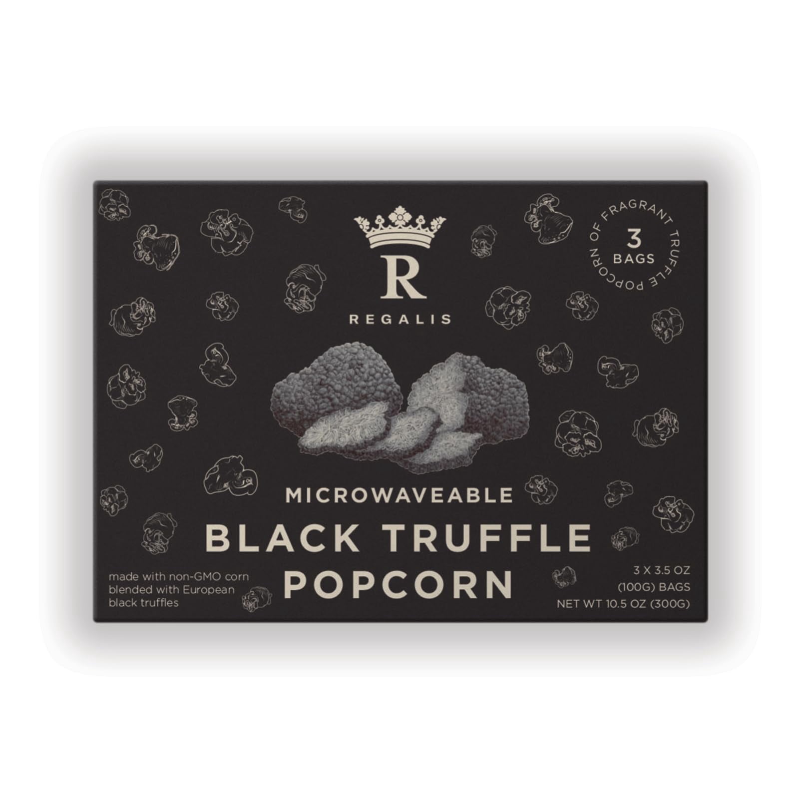 Regalis Microwavable Black Truffle MFF30 Popcorn, Non-GMO Kernels, Real ...