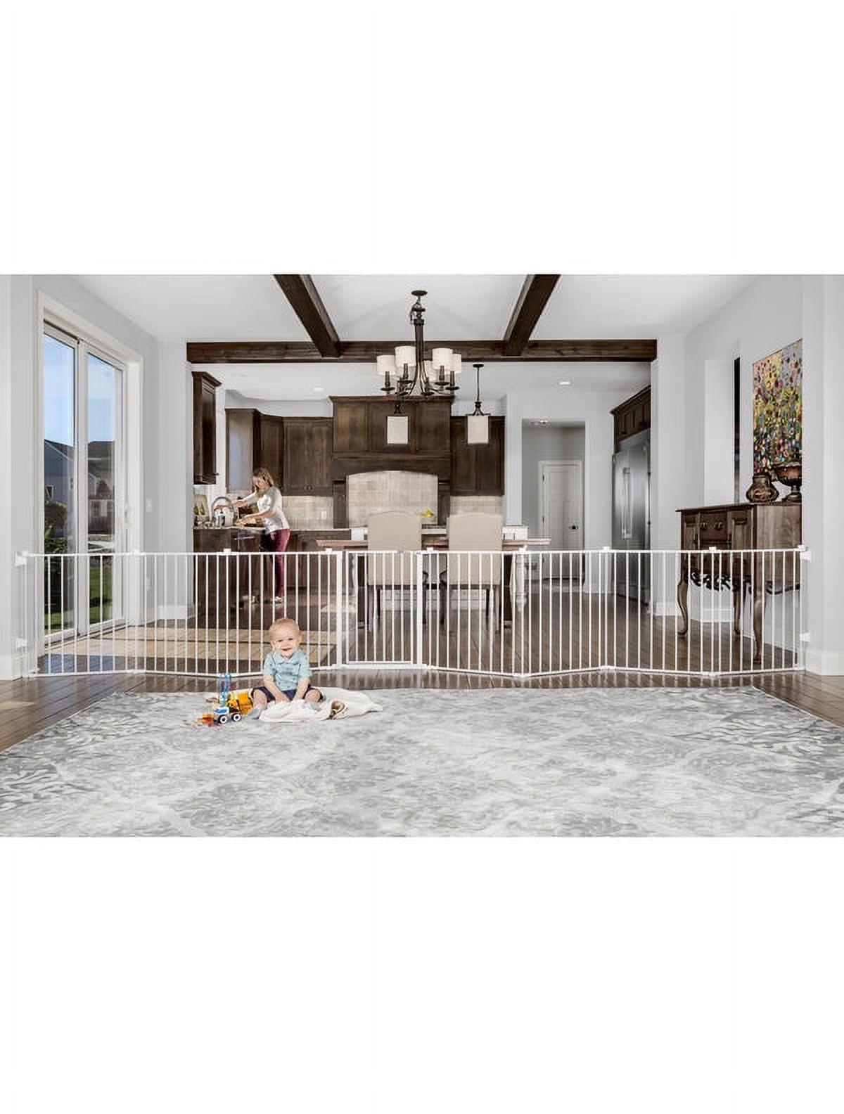 Regalo 192 inch Wide Double Super Wide Baby Gate Play Yard, White, 4-in ...