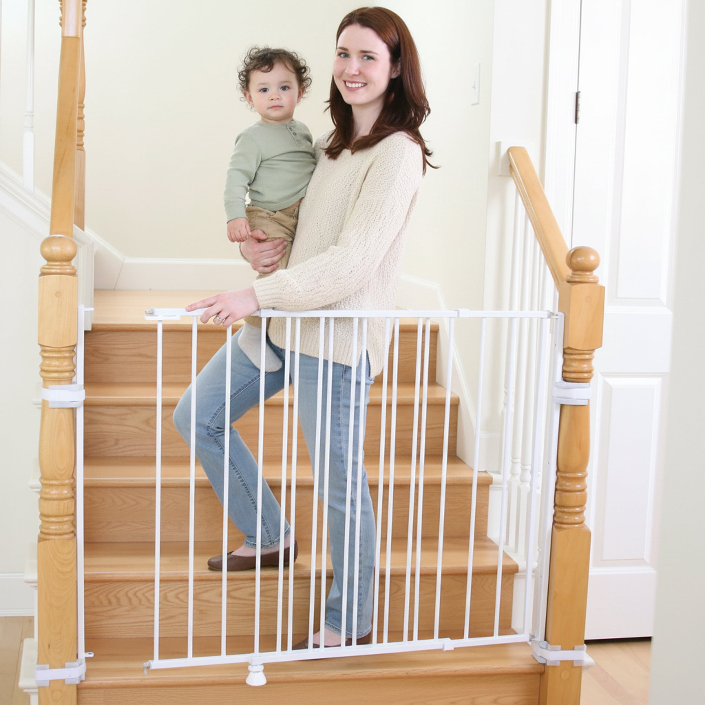 Regalo Extra Tall and Wide 2-in-1 Stairway and Hallway Baby Gate, White ...