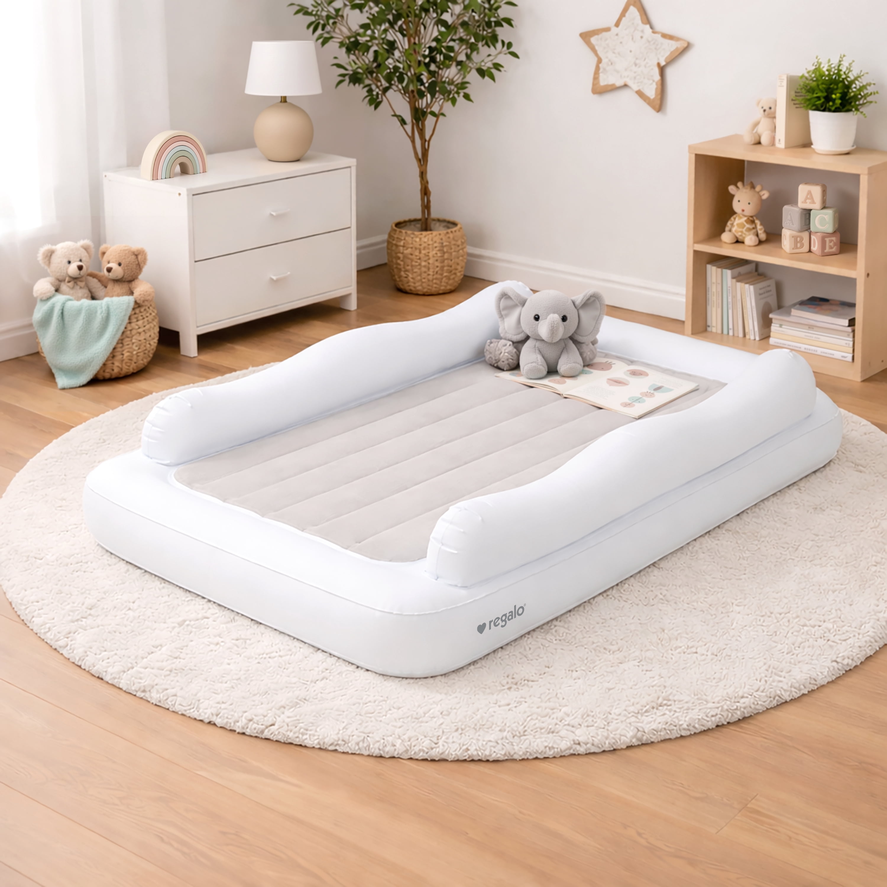 Regalo Inflatable Toddler Travel Bed with Safety Rails, Air Pump ...