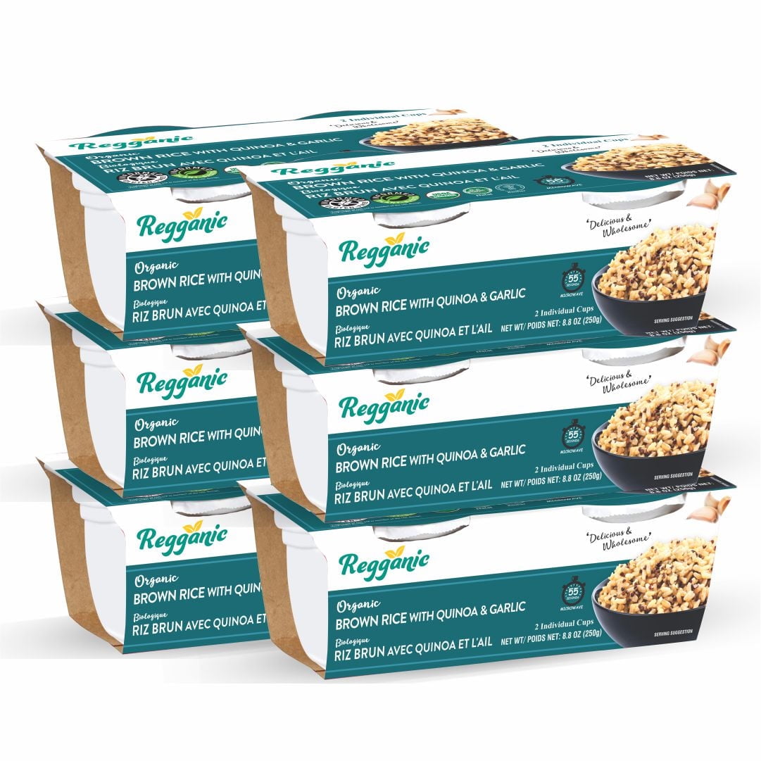 Reganic Organic Brown Rice with Quinoa & Garlic, 2 Individual Cups ...