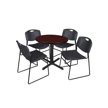 Regency Kee 42 in Round Breakroom Table- Mahogany Top, Black Legs, 4 ...