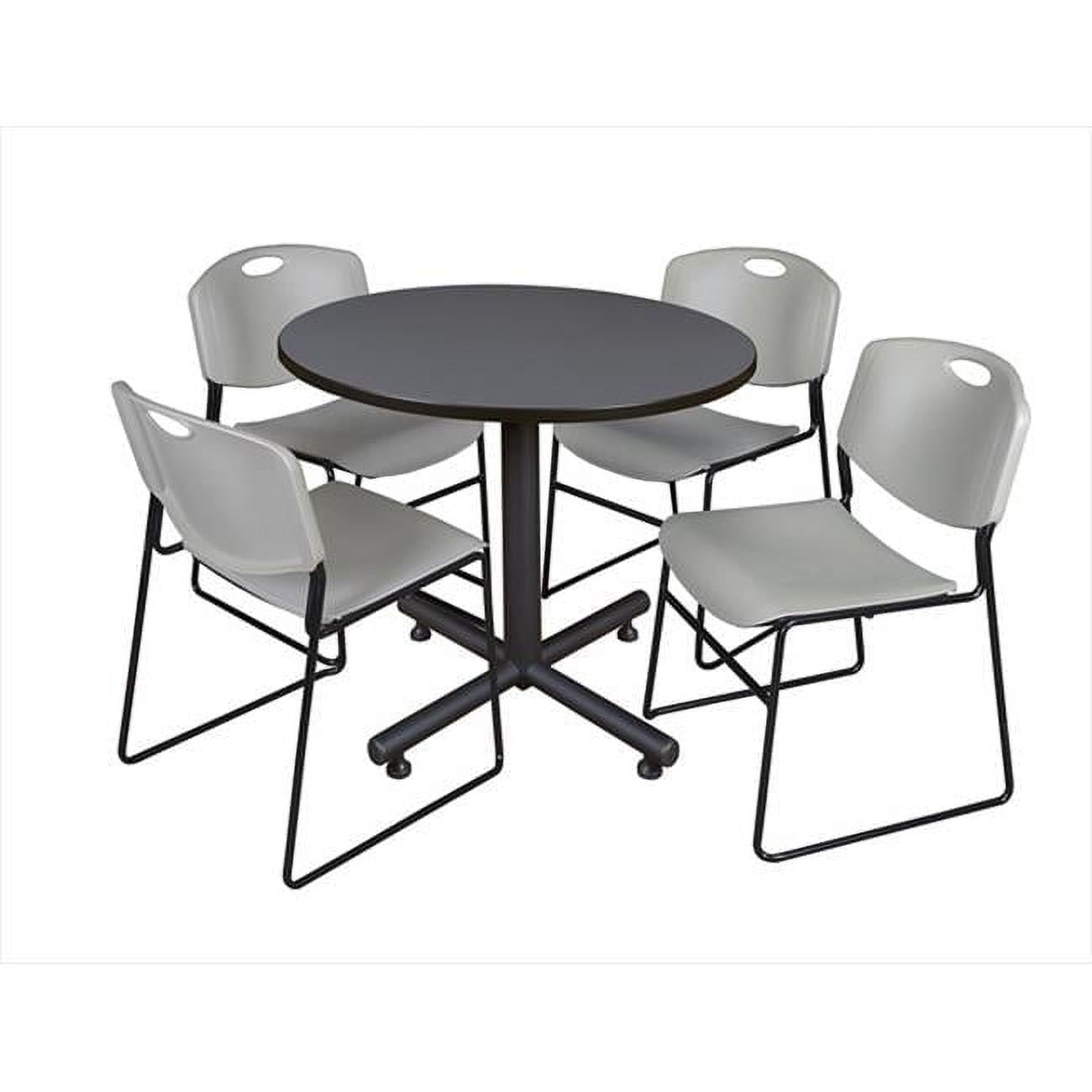 Regency 42 In. Round Laminate Table- Grey & Kobe Base With 4 Zeng ...