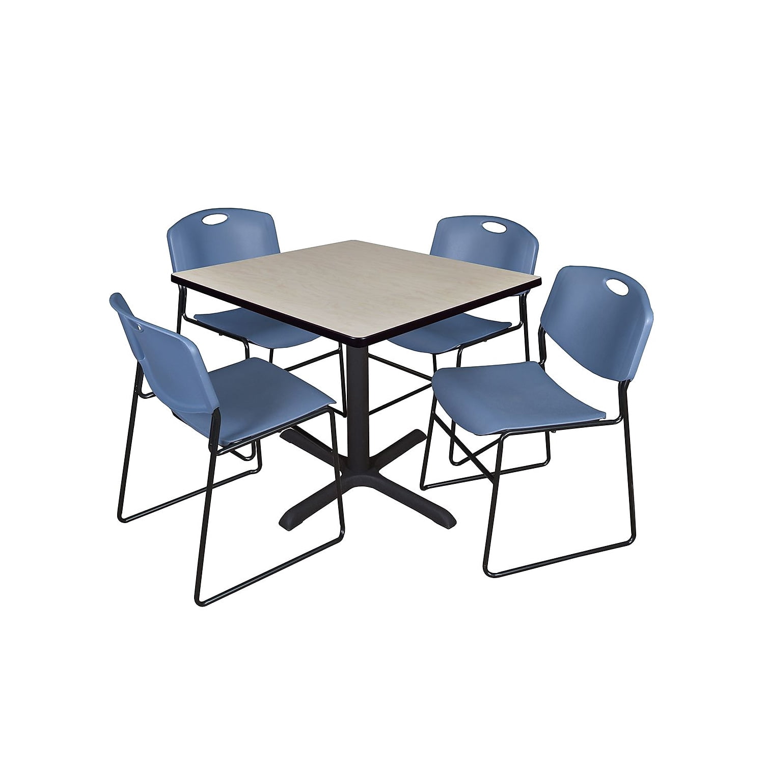 Regency 42-inch Laminate Square Table with 4 Chairs Blue (TB4242PL44BE ...