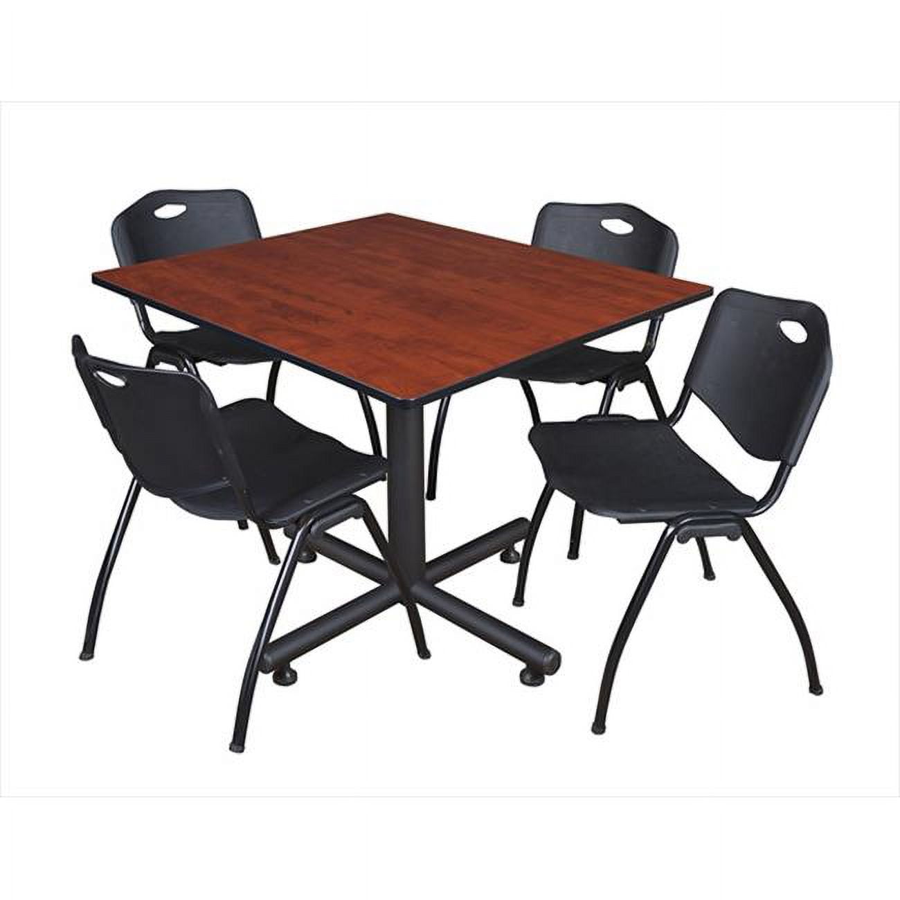 Regency 48 In. Square Laminate Table - Cherry & Kobe Base With 4 M ...