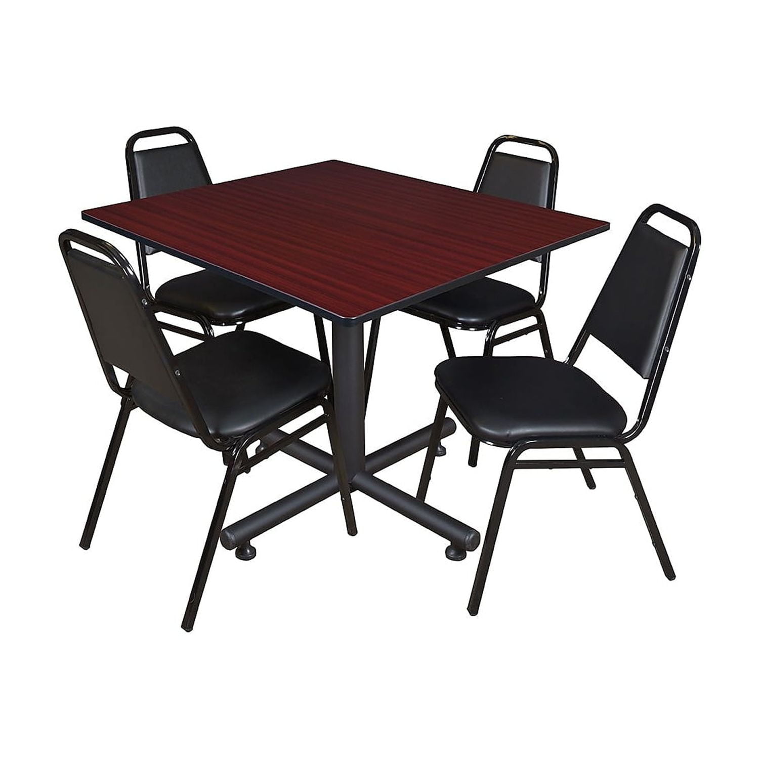 Regency 48-inch Square Laminate Table & 4 Restaurant Stack Chairs ...