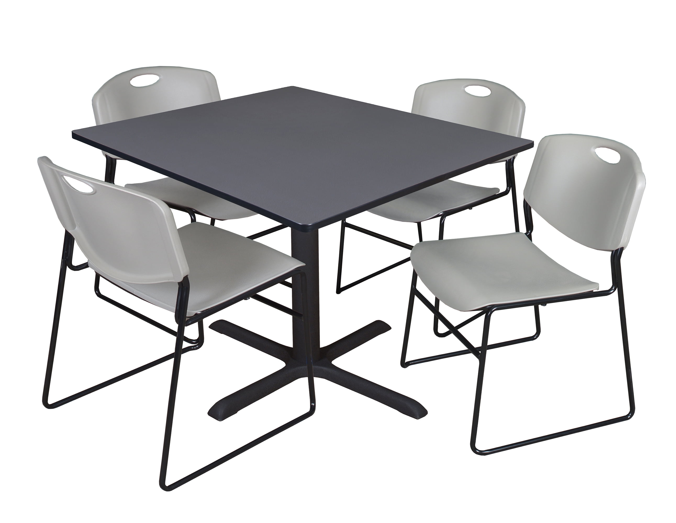 Regency 48-inch Square Laminate Table Cain Base with 4 Chairs Gray ...