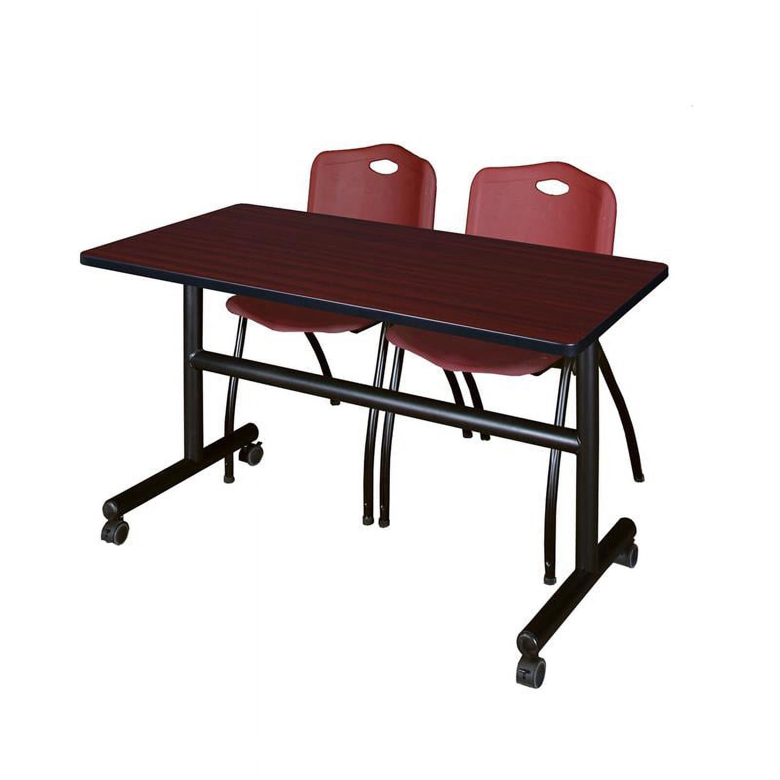 Regency 48" x 30" Flip Top Mobile Training Table- Mahogany & 2 Stack ...