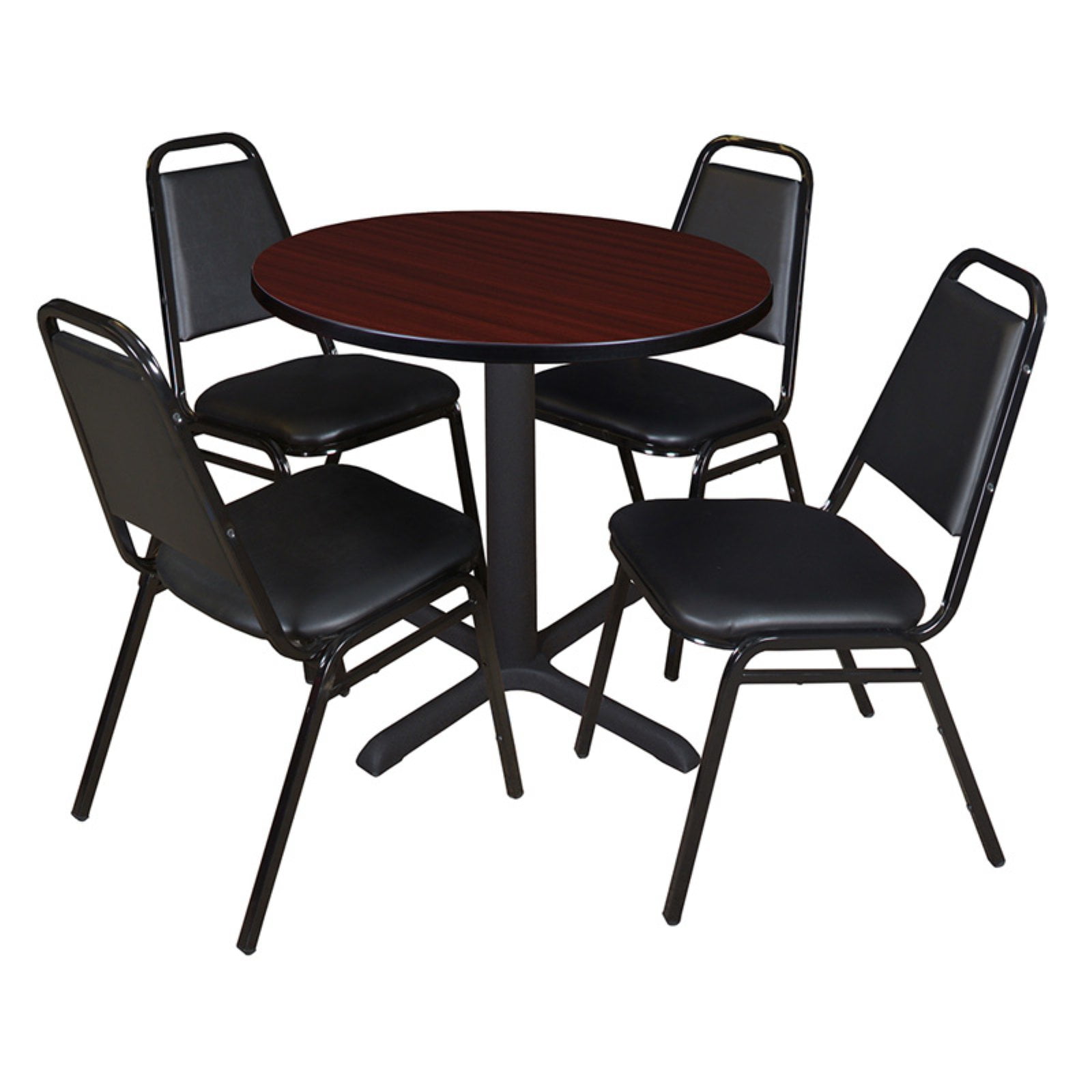 Regency 5-Piece 42" Round Lunchroom Table with Metal "X" Base and 4 ...