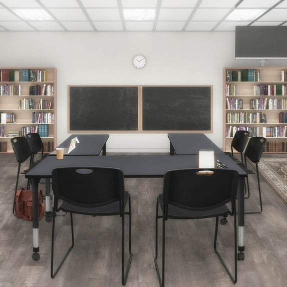 Regency Kee 60" x 24" Height Adjustable Mobile Classroom Table - Grey ...
