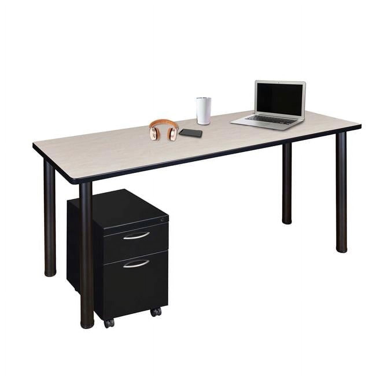 Regency 60 x 24 in. Kee Mobile Desk with Storage & Maple Top, Black ...