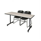 Regency 60" x 30" Kobe Training Table- Maple and 2 Zeng Stack Chairs ...