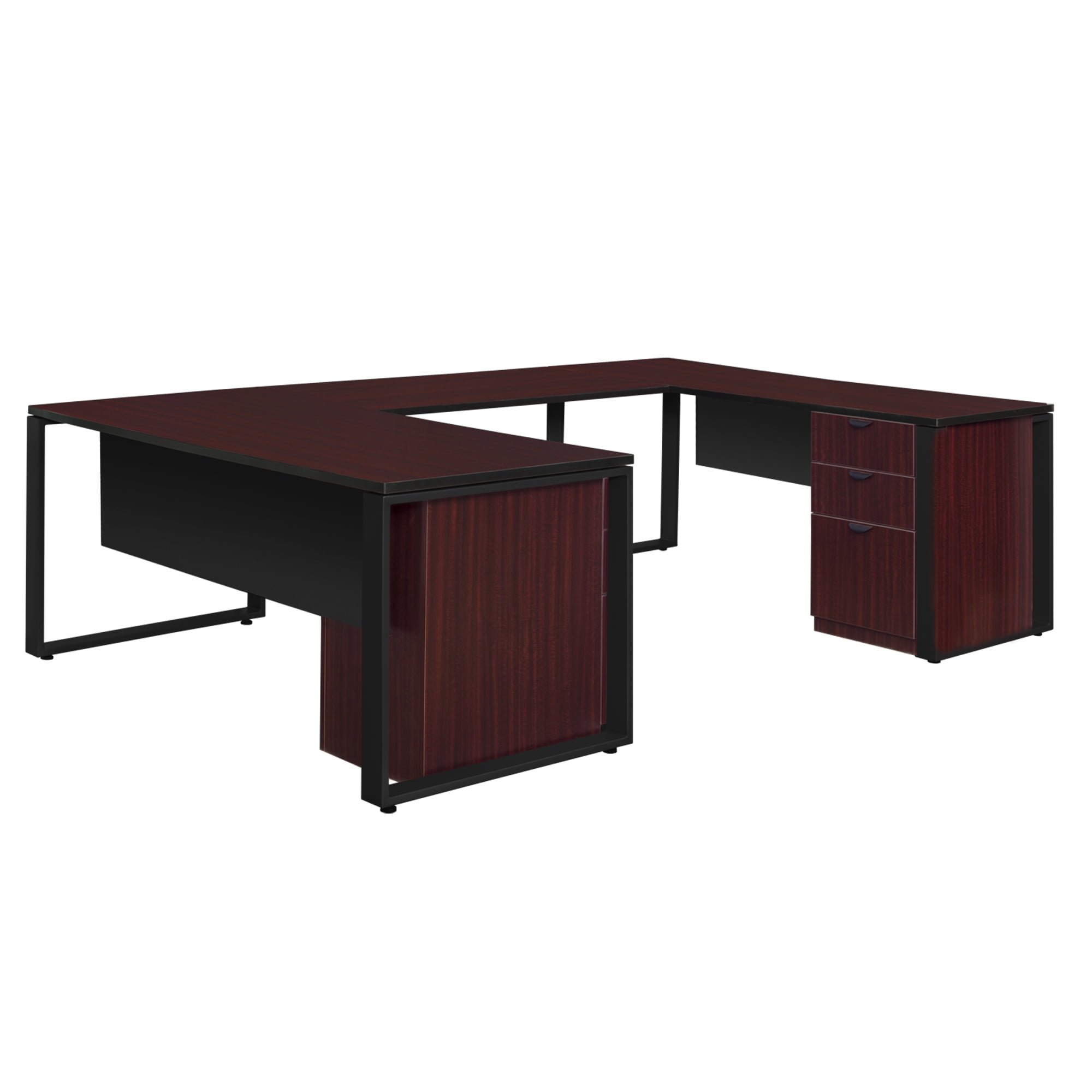 Regency Structure 66" x 30" Double Laminate Pedestal U-Desk with 42 ...