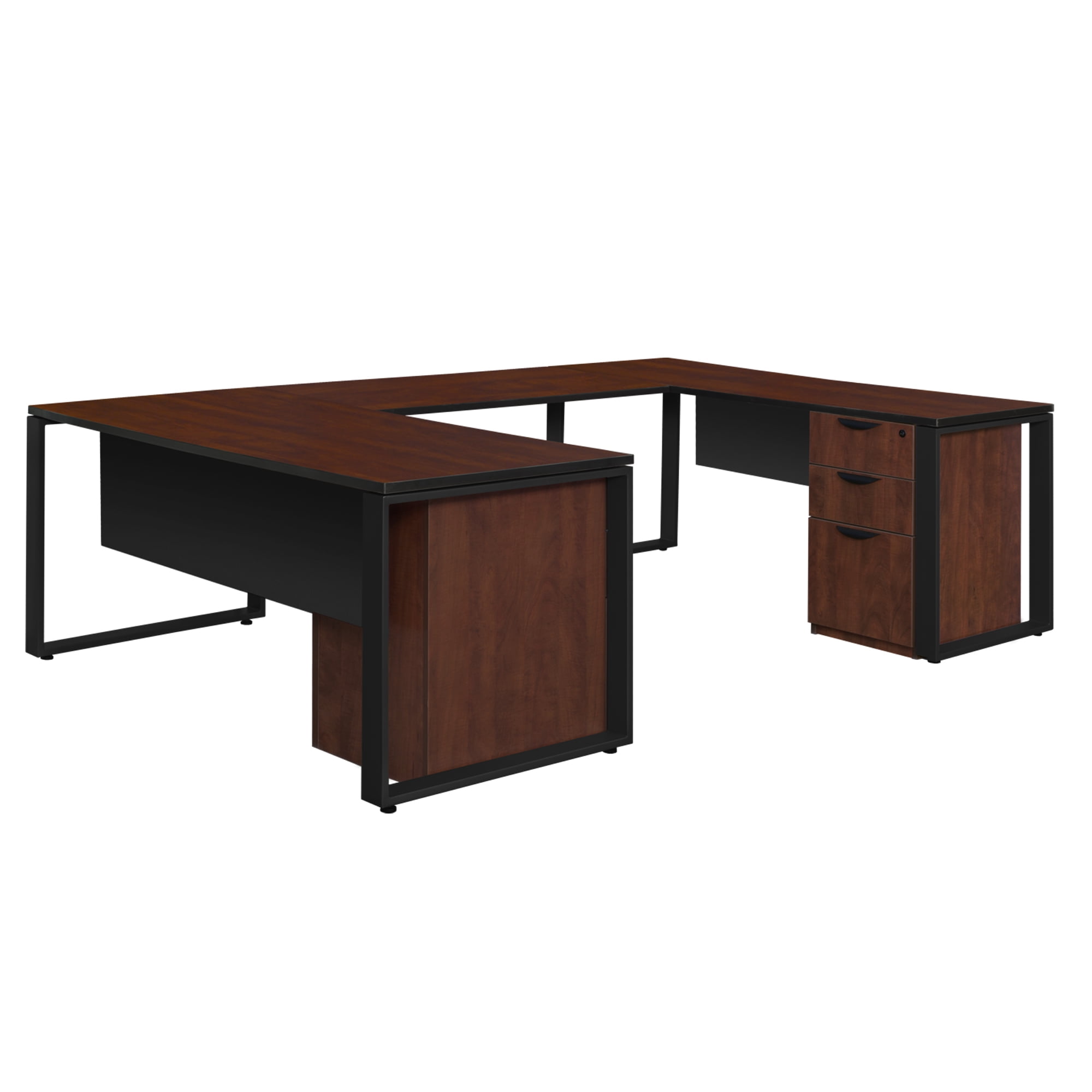 Regency Structure 66" x 30" Double Laminate Pedestal U-Desk with 42 ...