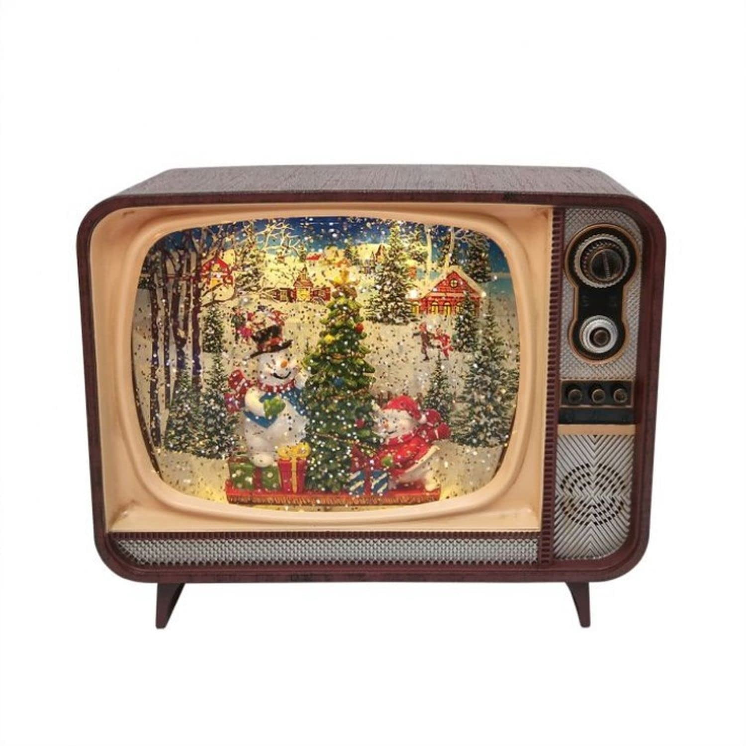 Regency 7" LED Battery Operated Timer Snowman Family TV Water Globe USB ...
