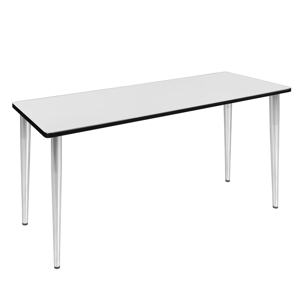 Regency 72" x 24" Kahlo Tapered Leg Table- White/ Chrome - Walmart.com
