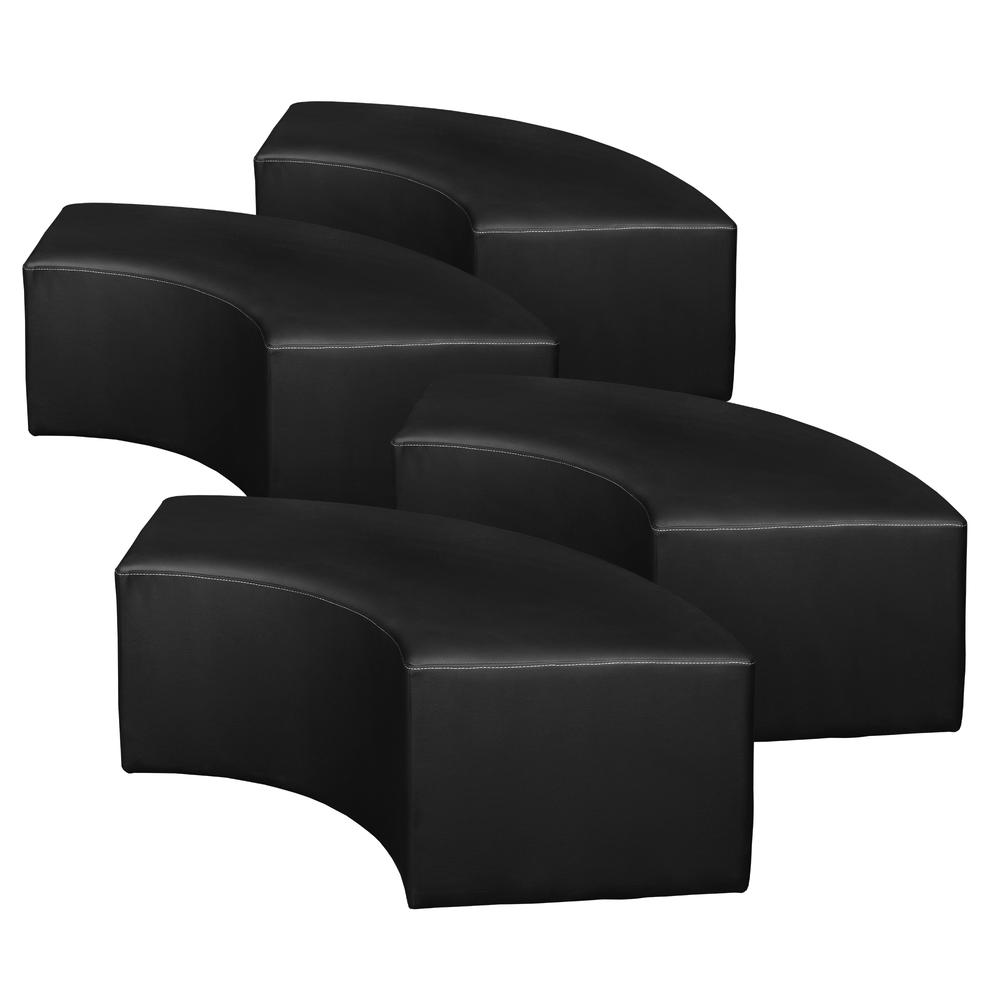 Aurora Curved Vinyl Ottoman (Set of 4)- Black - Walmart.com