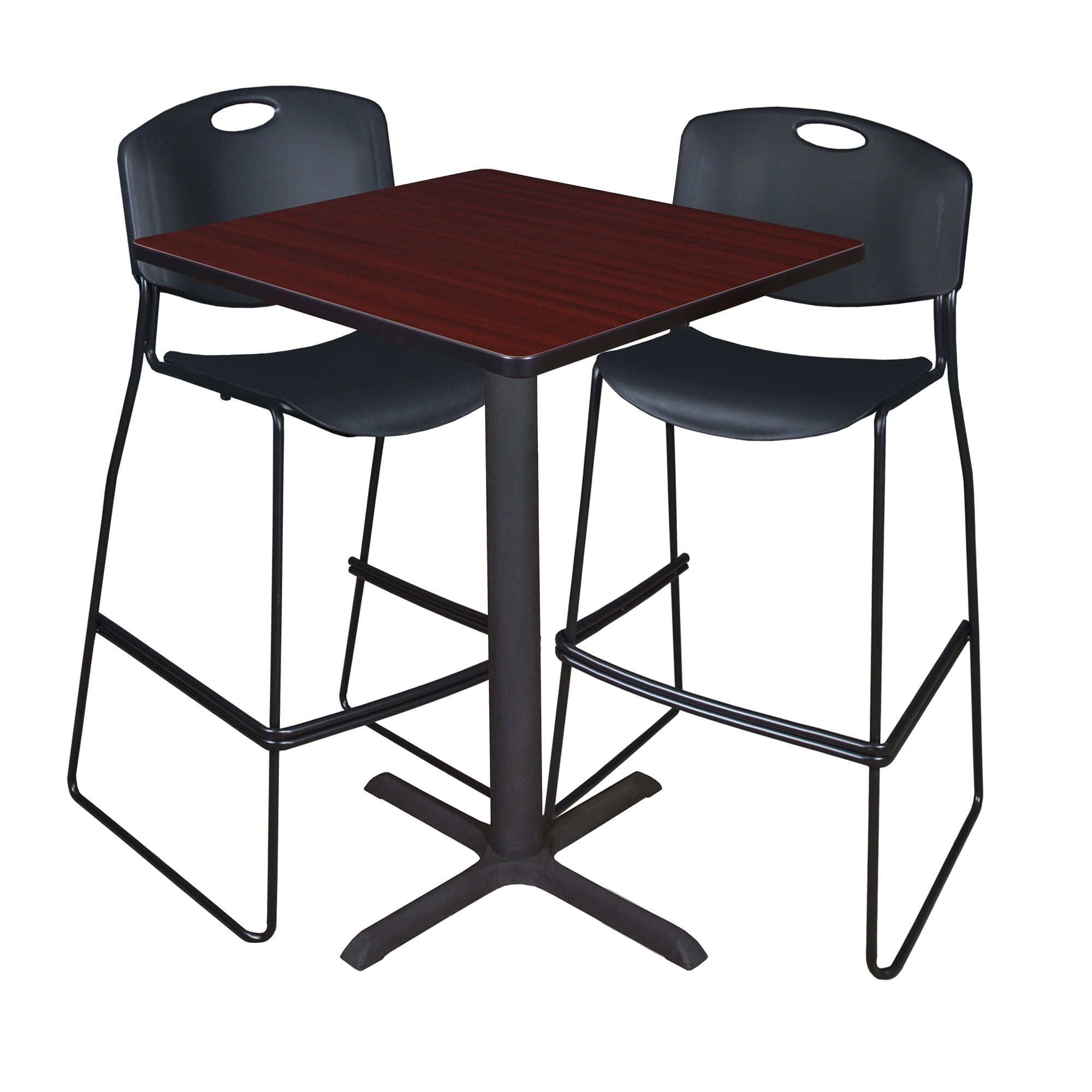 Regency Cain 30 in. Square X-Base Cafe Table- Mahogany & 2 Zeng Stack ...