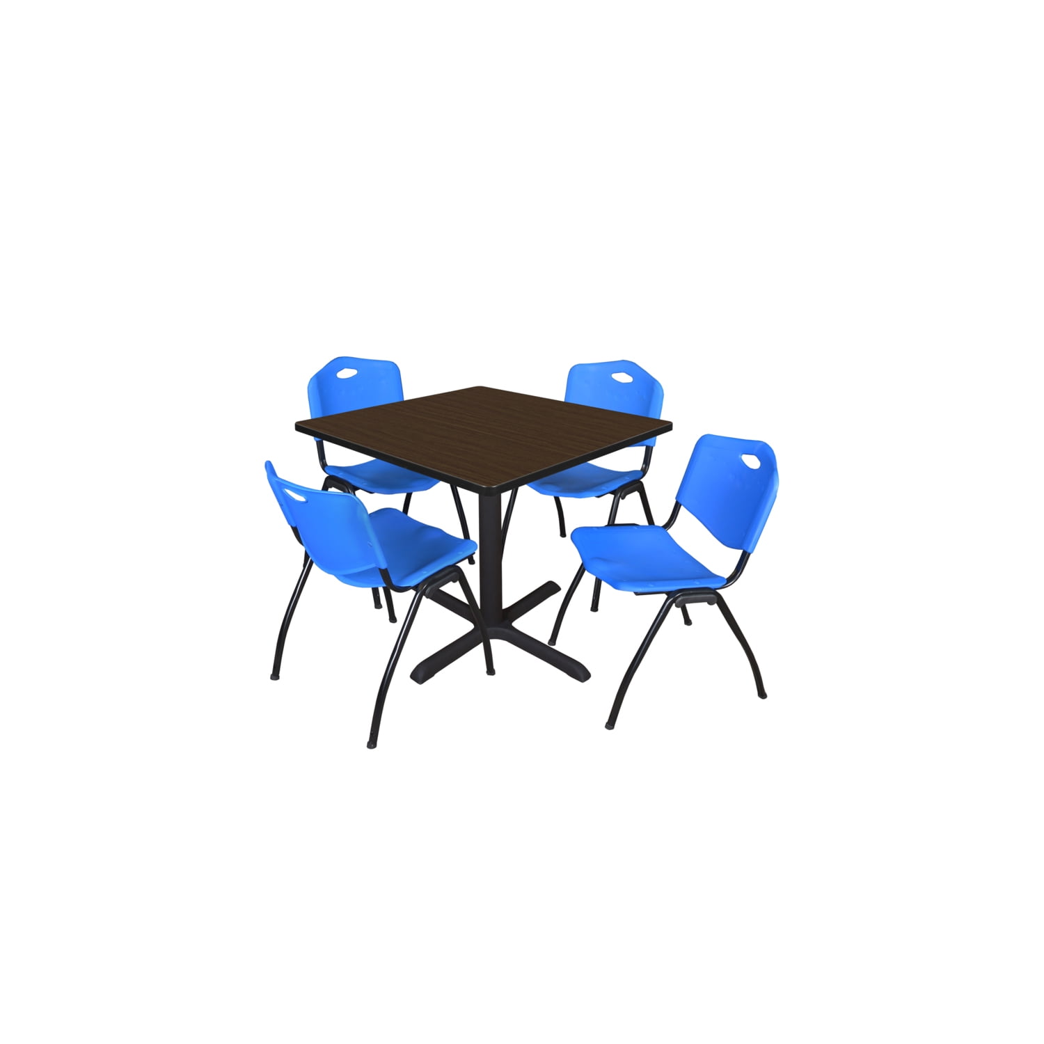 Regency Cain 42 in. Square Breakroom Table- Neo Walnut & 4 M Stack ...