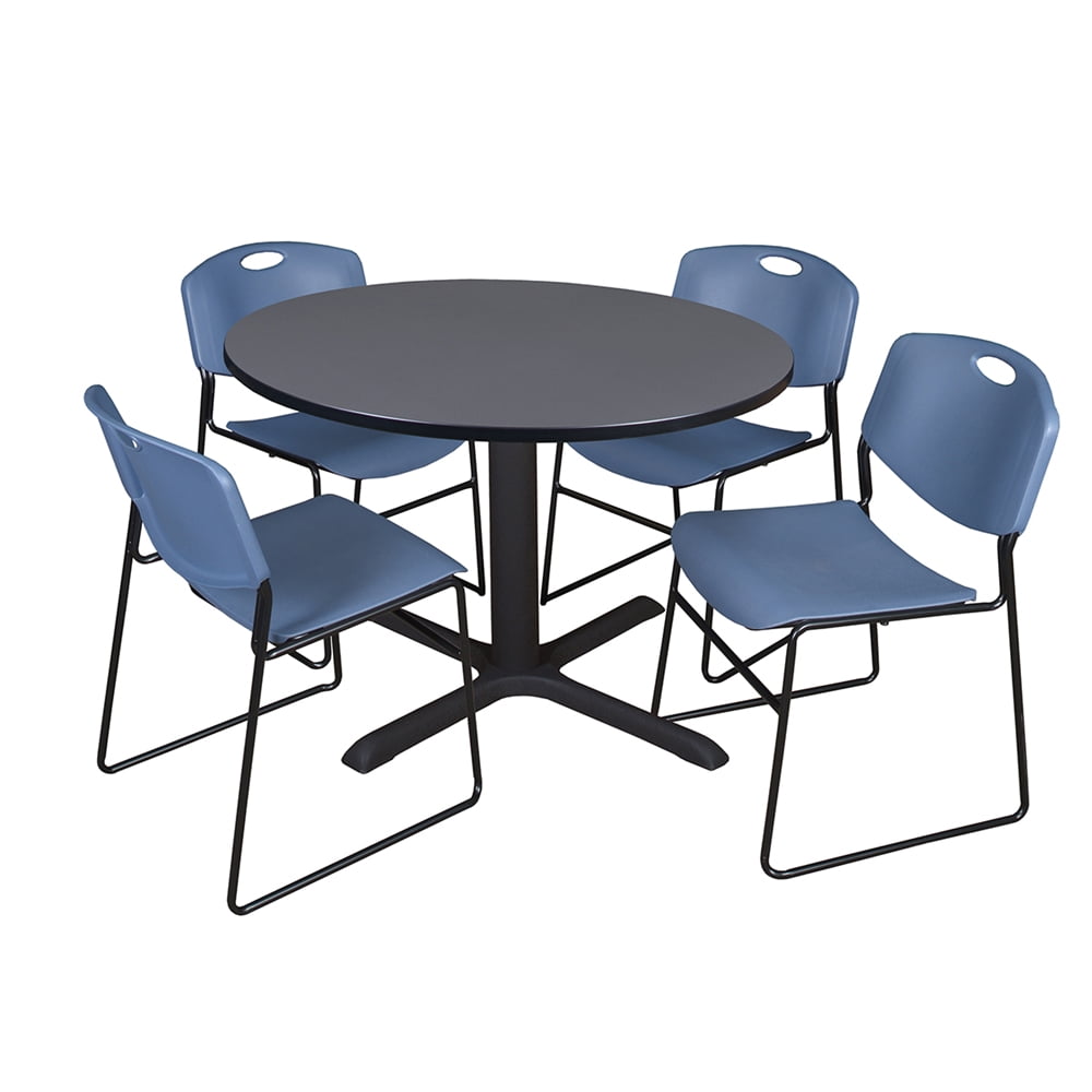 Regency Cain 48" Gray Breakroom Table with Zeng Chairs in Blue - Walmart.com