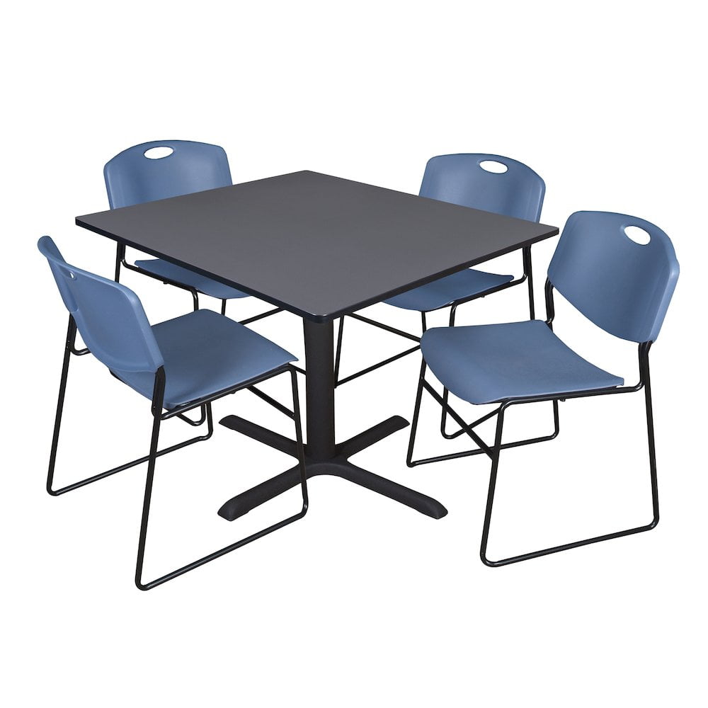 Regency Cain 48" Gray Breakroom Table with Zeng Chairs in Blue - Walmart.com