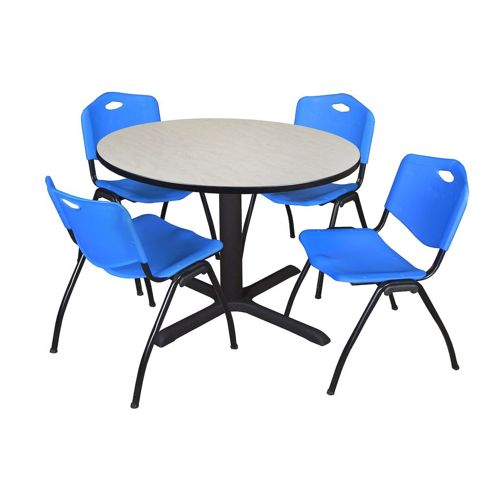 Regency 48 in. Round X-Base Breakroom Table- Maple & 4 M Stack Chairs ...