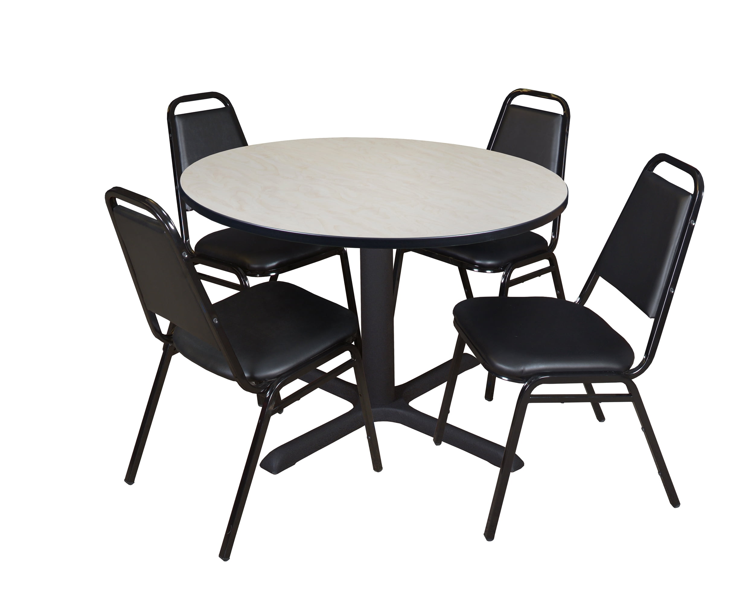 Regency Cain 48" Round Breakroom Table- Maple & 4 Restaurant Stack ...