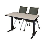 60" x 24" Kobe Mobile Training Table- Maple & 2 Apprentice Chairs ...