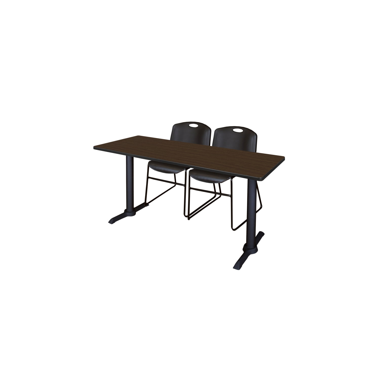 Regency Cain 60 x 24 in. T-Base Training Seminar Table- Neo Walnut & 2 ...