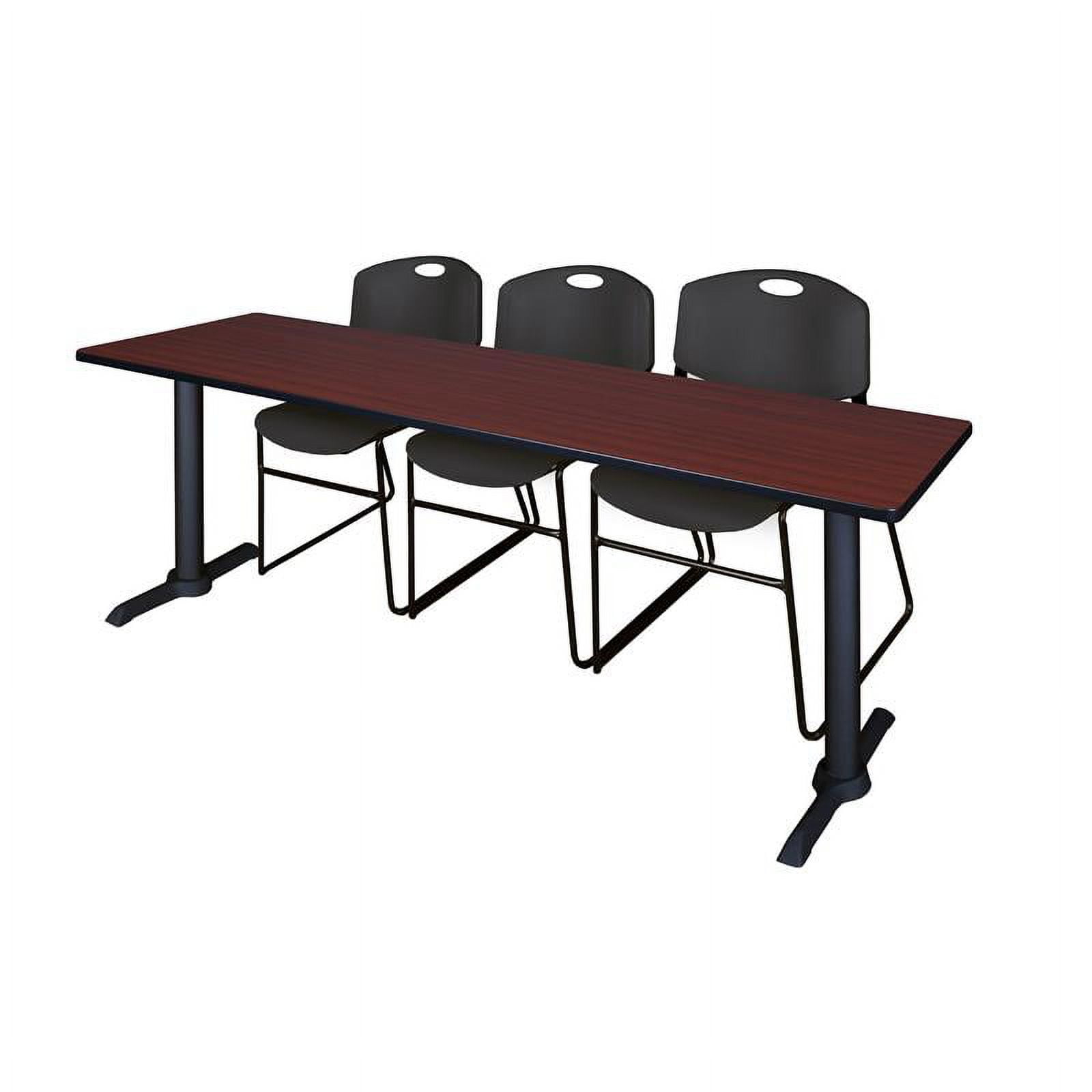 Regency Cain 84" x 24" Training Table- Mahogany & 3 Zeng Stack Chairs ...