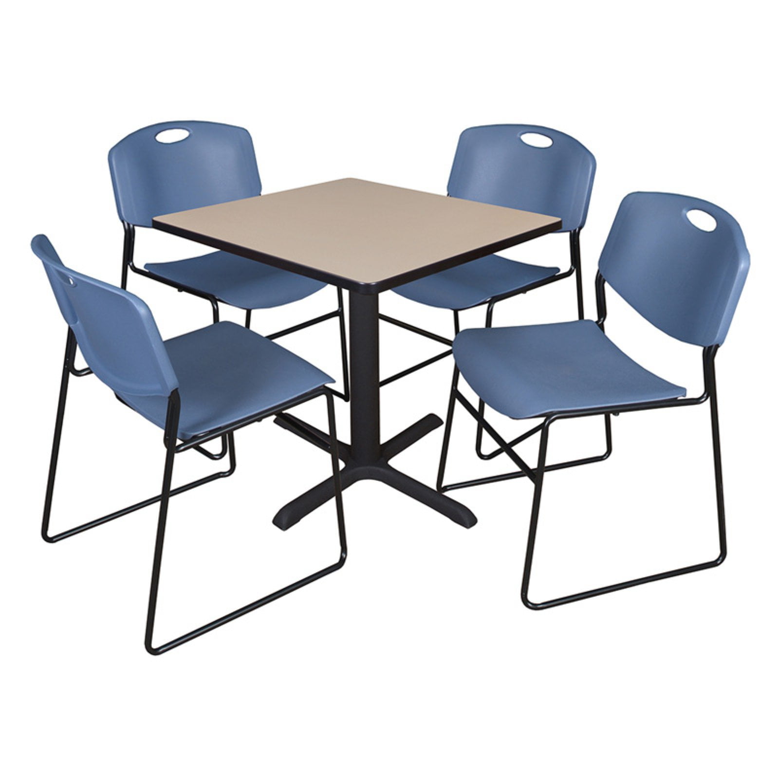 Regency Cain Square Breakroom Table with 4 Stackable Zeng Chairs ...