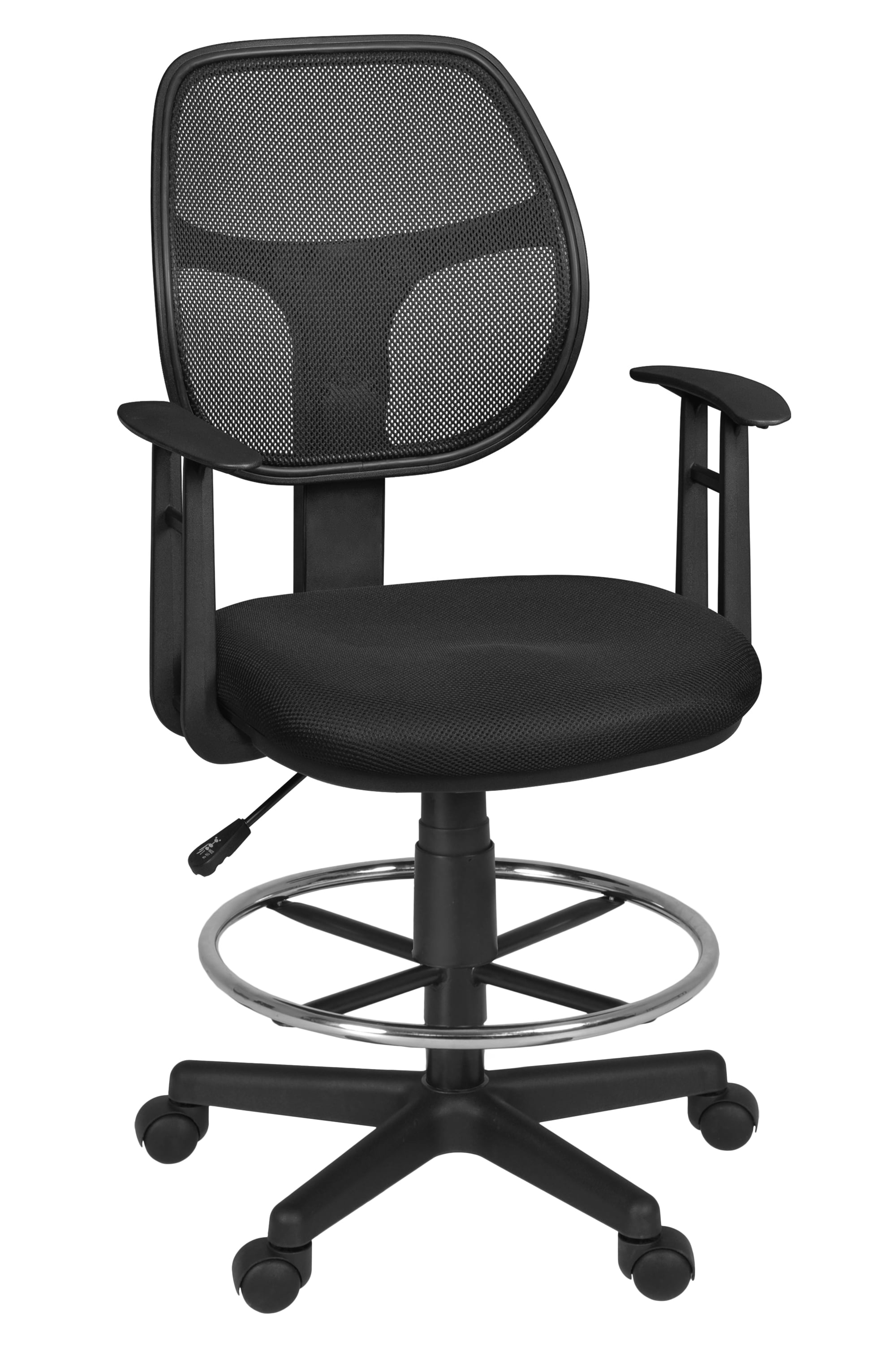 Regency Carter Mesh Low-Back Office Swivel Stool with Arms- Black ...