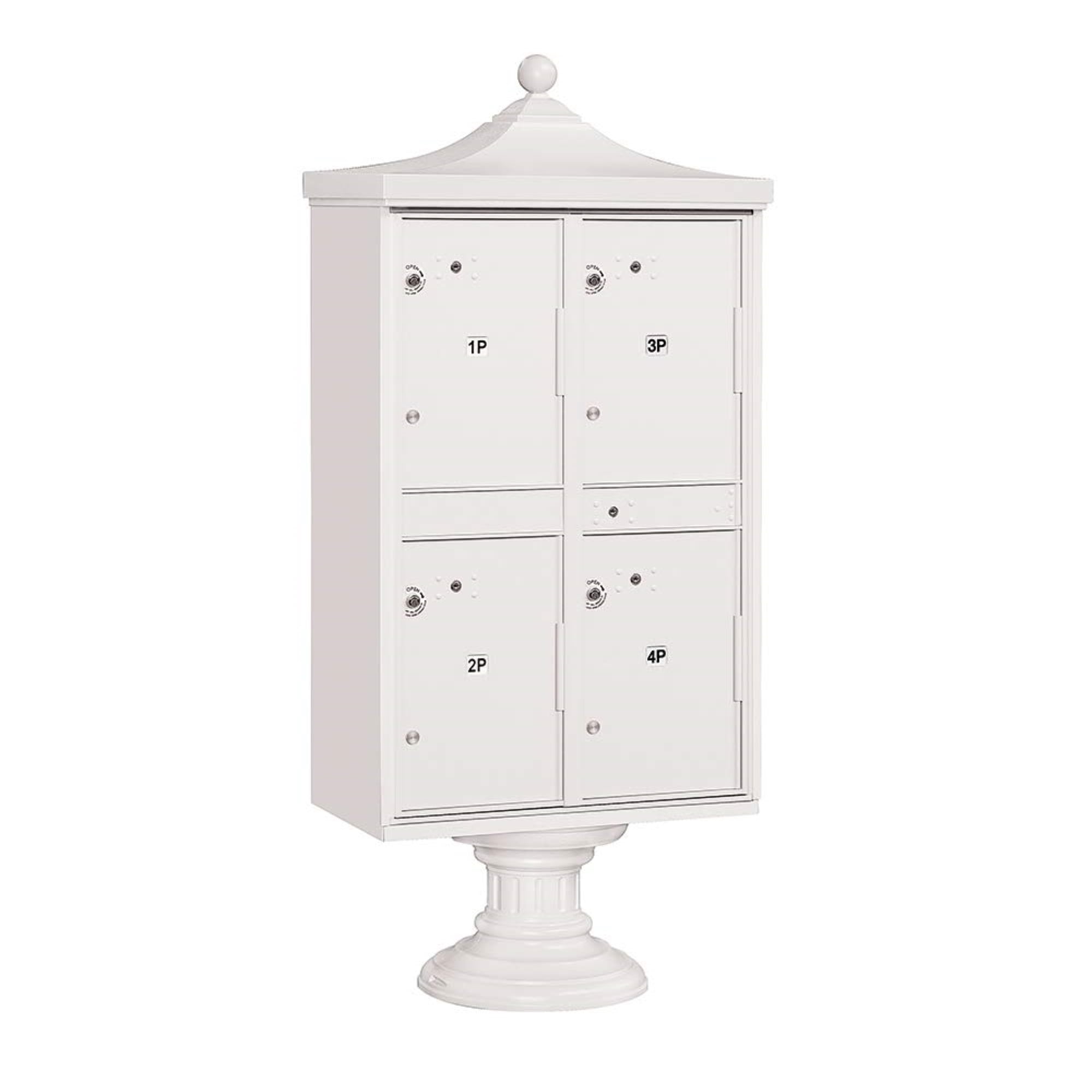 Regency Decorative Outdoor Parcel Locker with 4 Compartments in White ...
