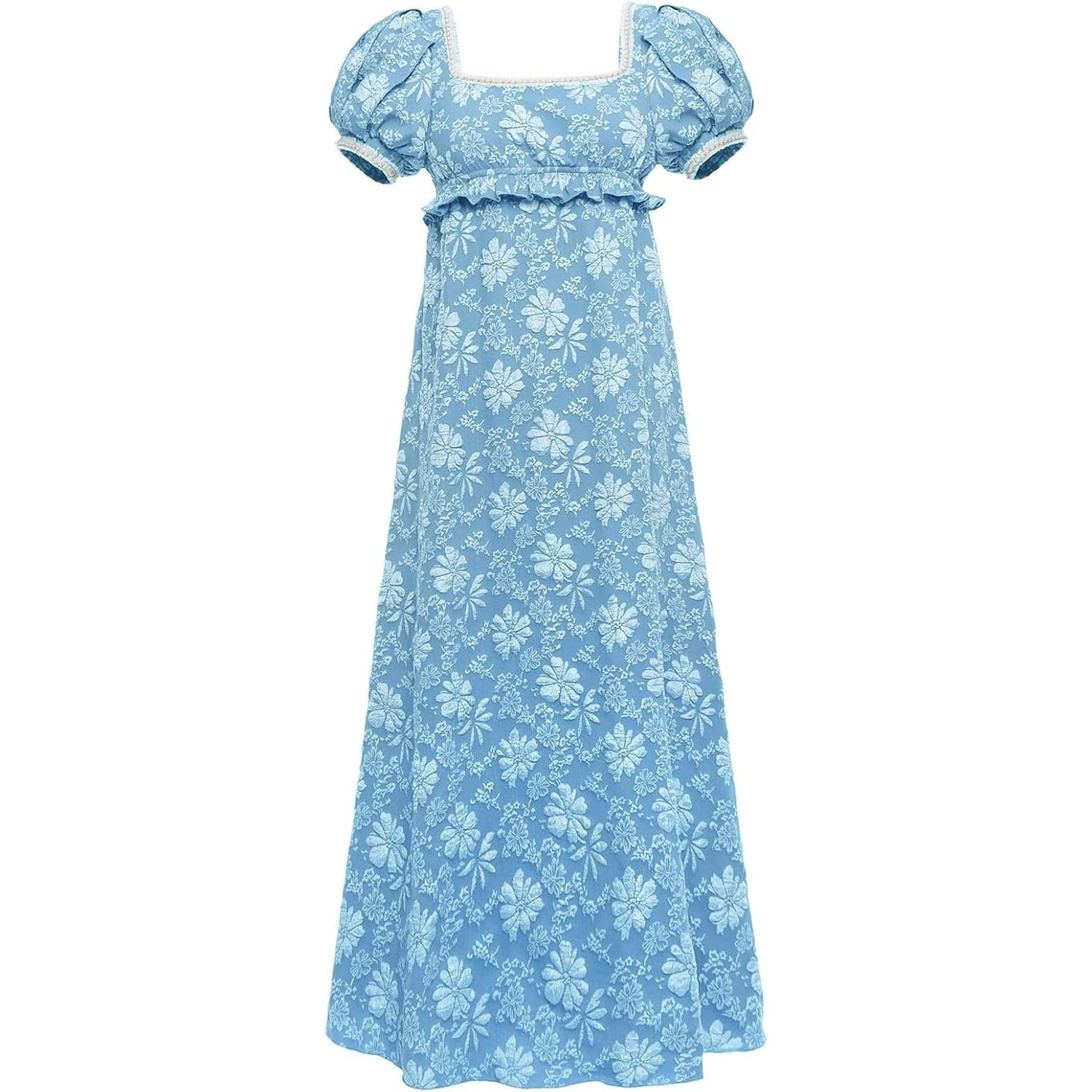 Regency Dress for Women Empire Waist Victorian Style Pearl Puff Floral ...