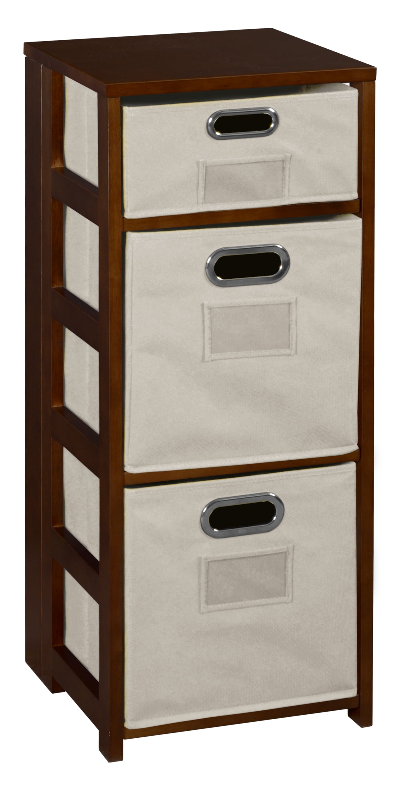 Flip Flop 34" Square Folding Bookcase with Folding Fabric Bins- Mocha ...