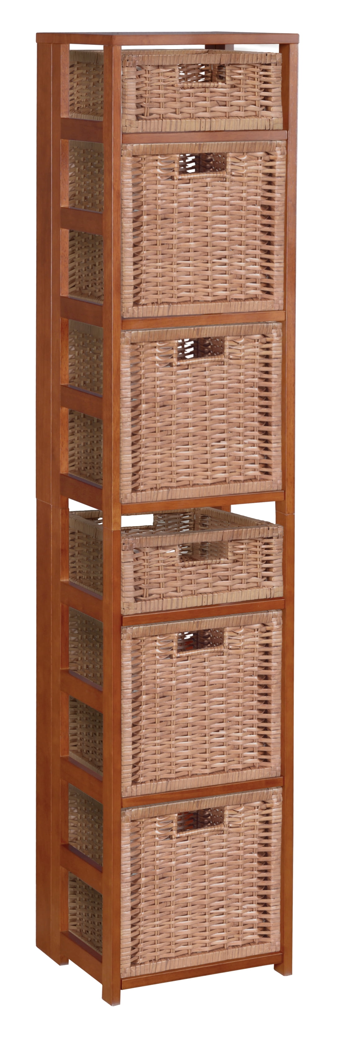 Regency Flip Flop 67" Square Folding Bookcase with Wicker Storage ...