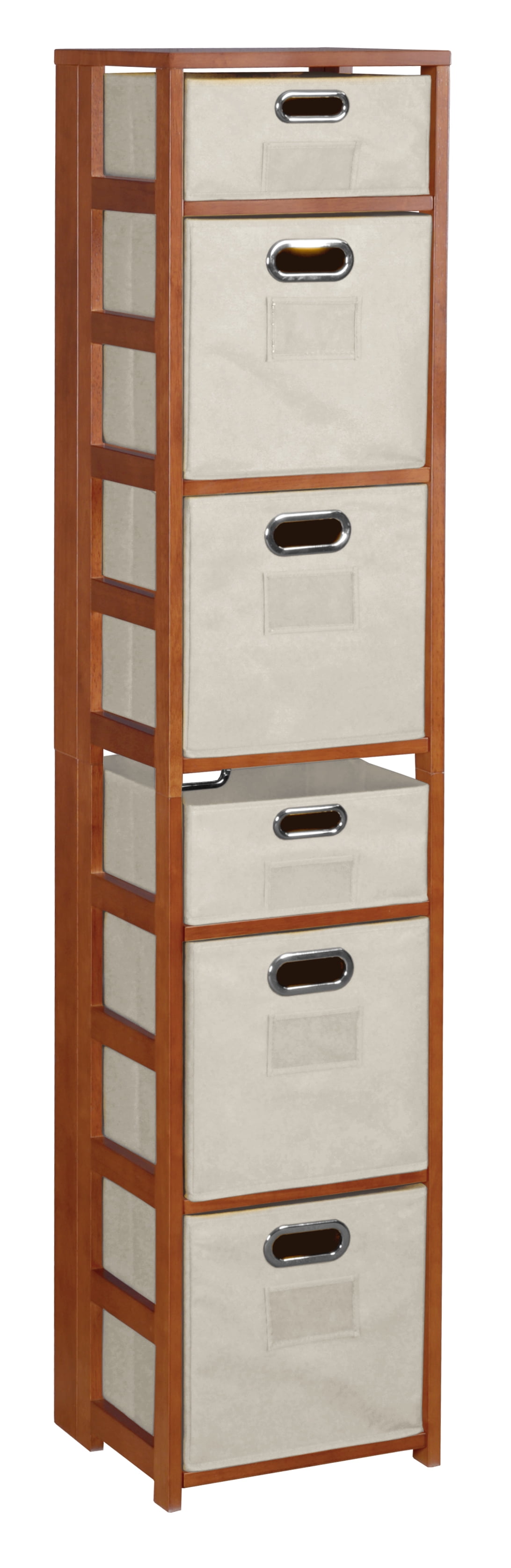 Niche Flip Flop 67" Square Folding Bookcase with Folding Fabric Bins ...