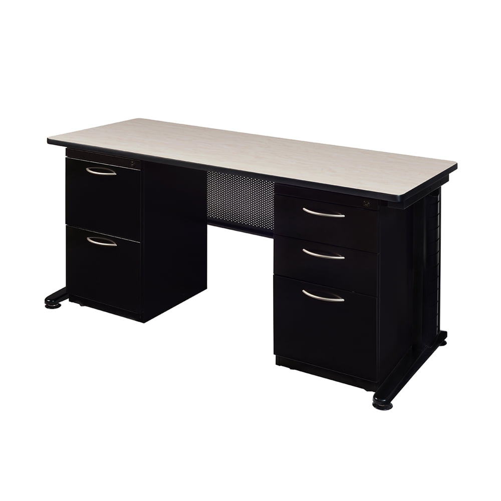 Regency Fusion 66" x 24" Double Pedestal Desk- Maple - Walmart.com