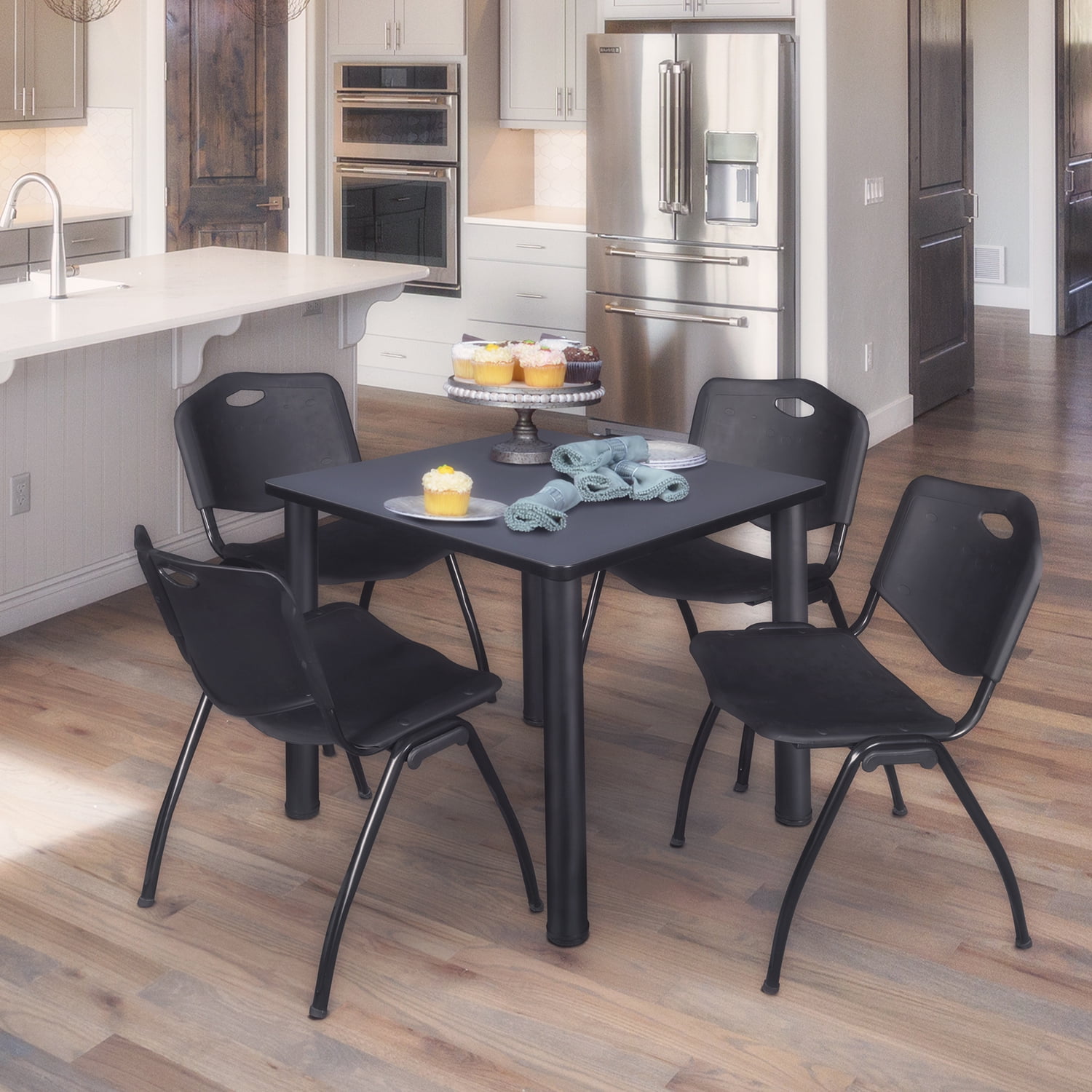 Regency Kee 36 in Square Breakroom Table- Grey Top, Black Legs, 4 M ...