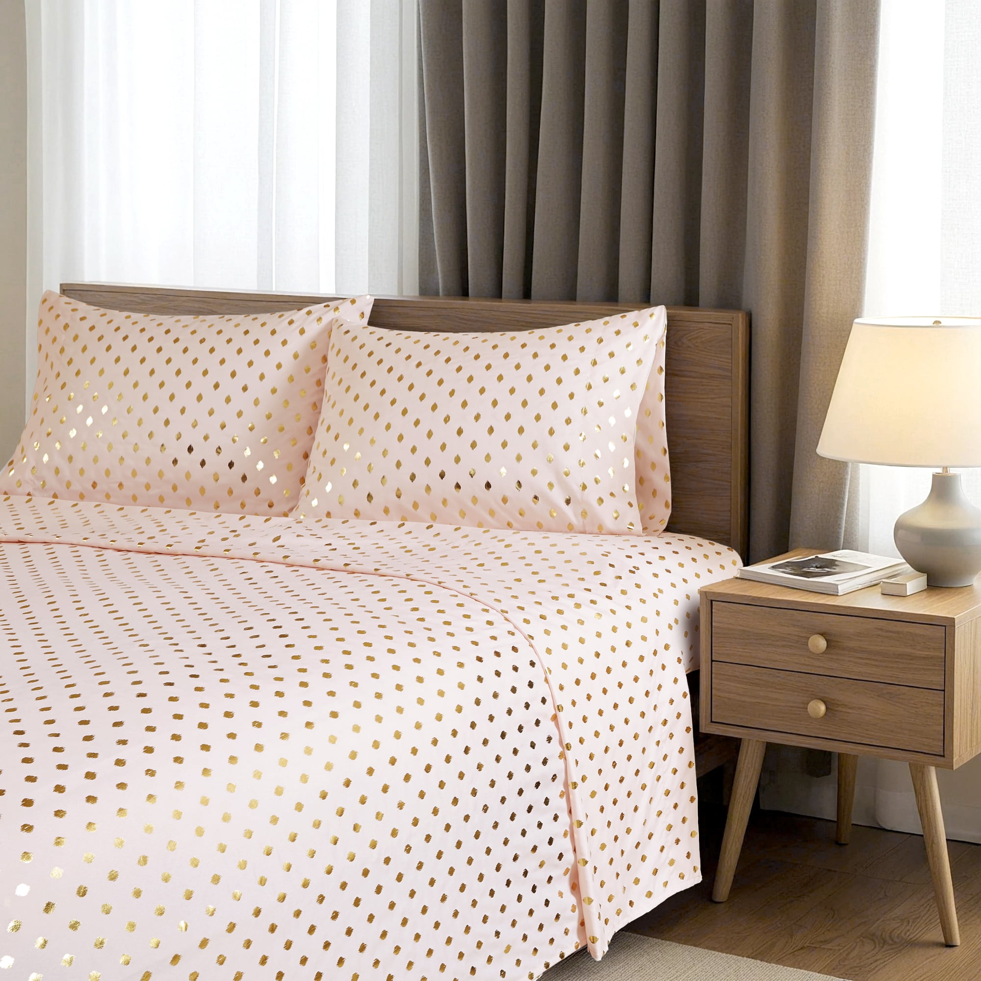Regency Heights Metallic Printed Sheet Set, 4-Piece Full Bed Sheets ...