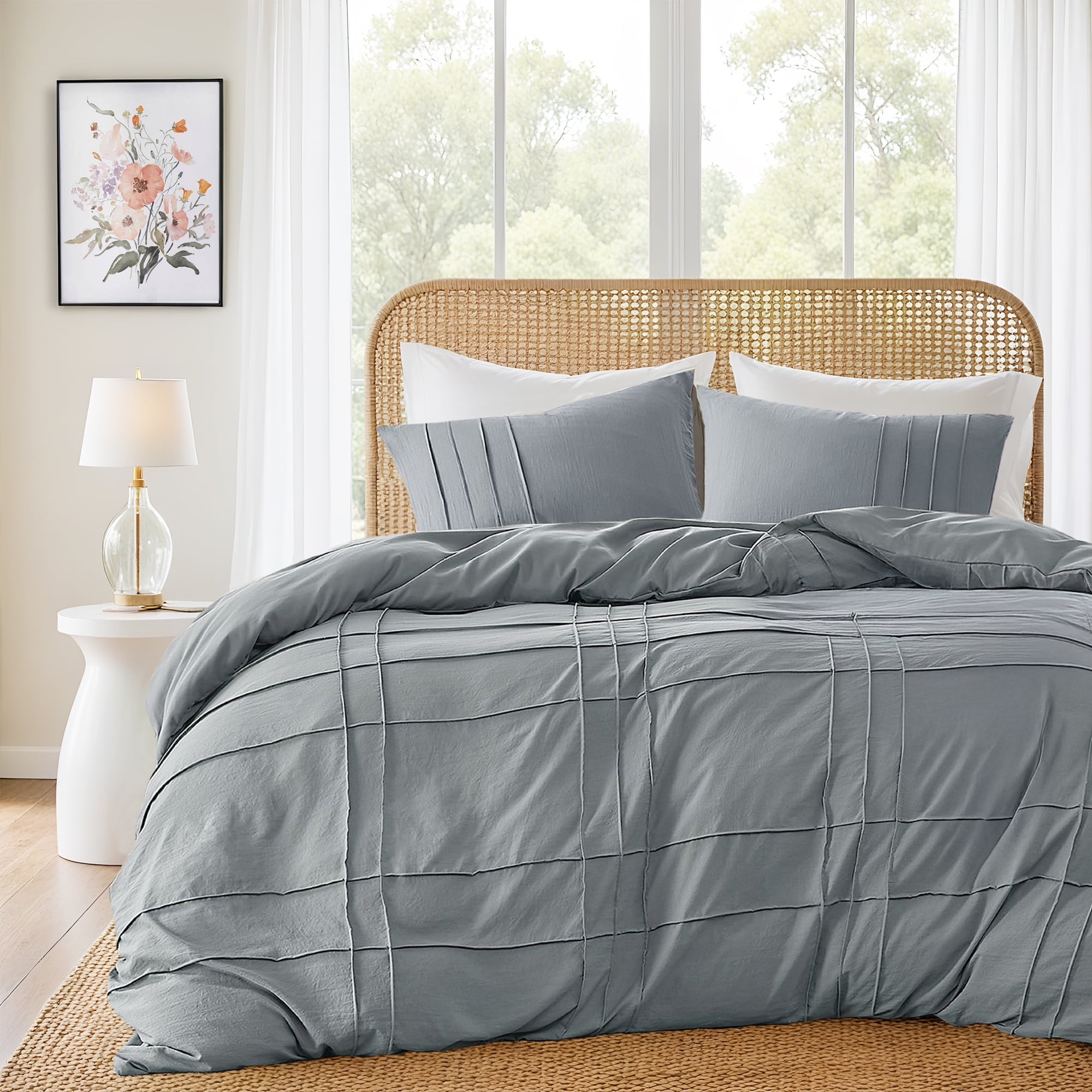 Regency Heights Cal King Duvet Cover Set, Soft Washed Pleated Duvet ...
