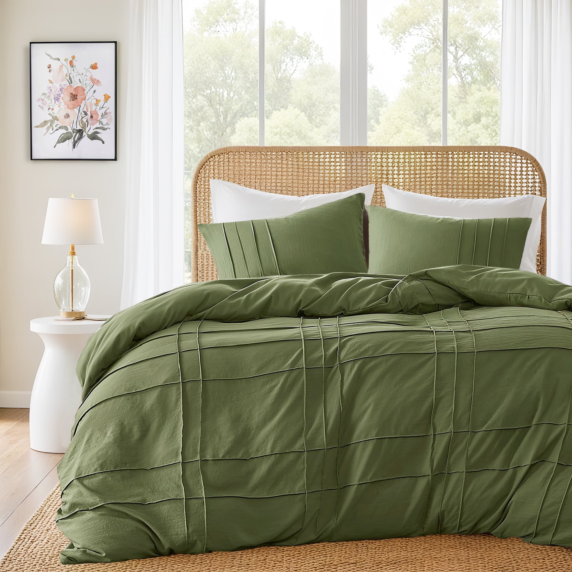 Regency Heights Cal King Duvet Cover Set, Soft Washed Pleated Duvet ...