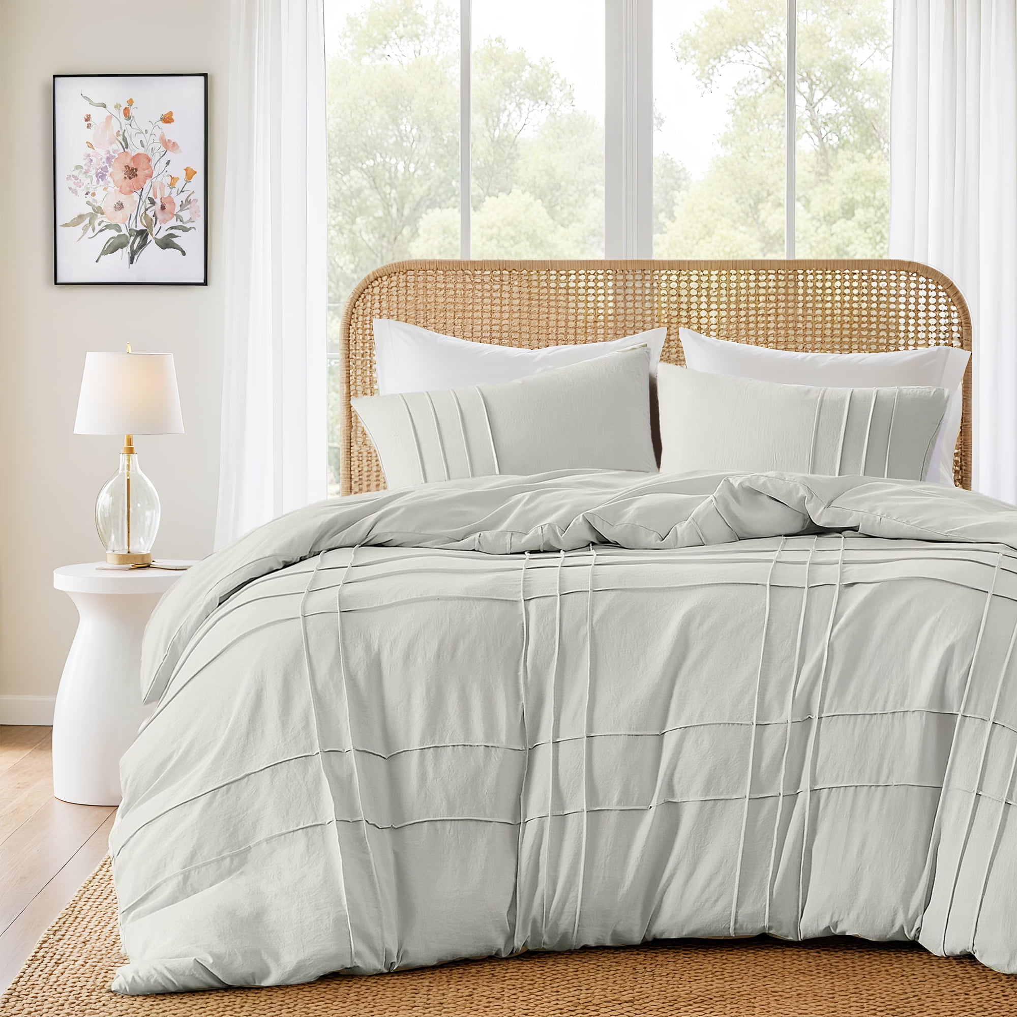 Regency Heights Cal King Duvet Cover Set, Soft Washed Pleated Duvet ...