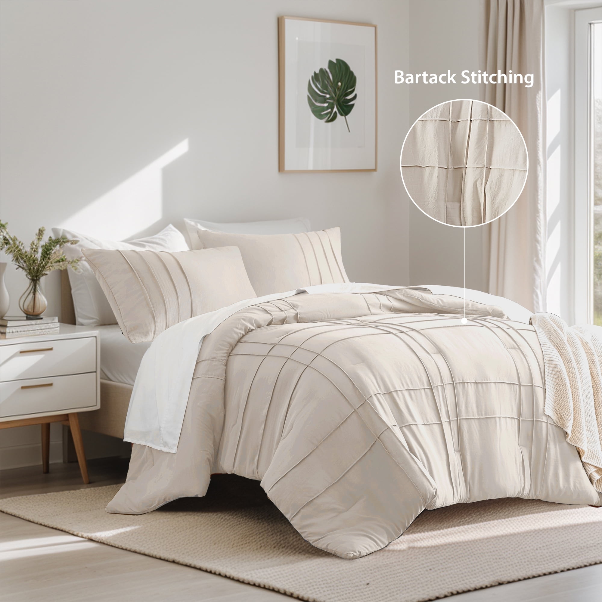 Regency Heights Full Comforter Set, Boho 3-Piece Pintuck Stitching ...