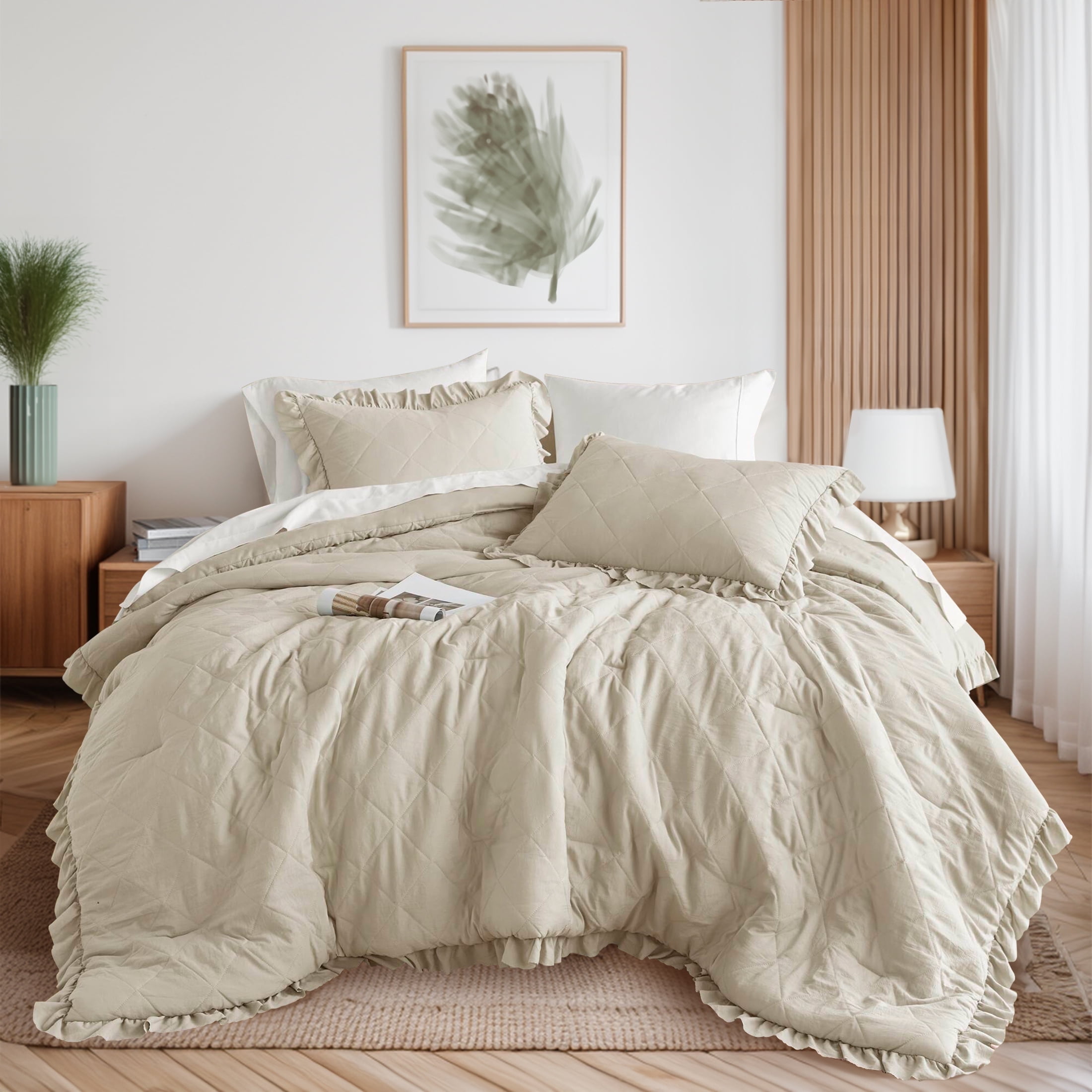 Regency Heights Full/Queen Comforter Set Neutral, 3 Pieces Quilted ...
