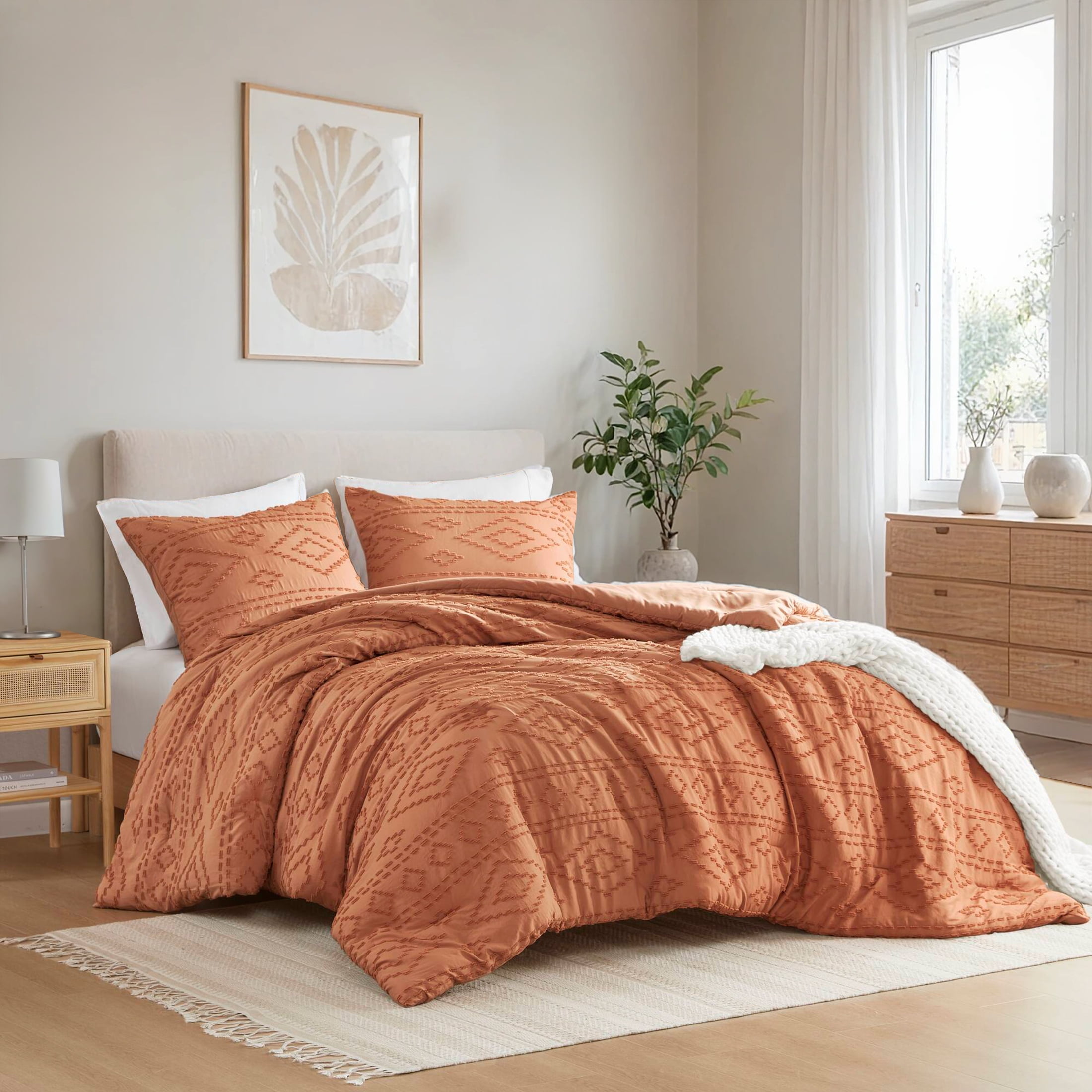 Regency Heights Full/Queen Comforter Set Orange, 3 Pieces Geometric ...