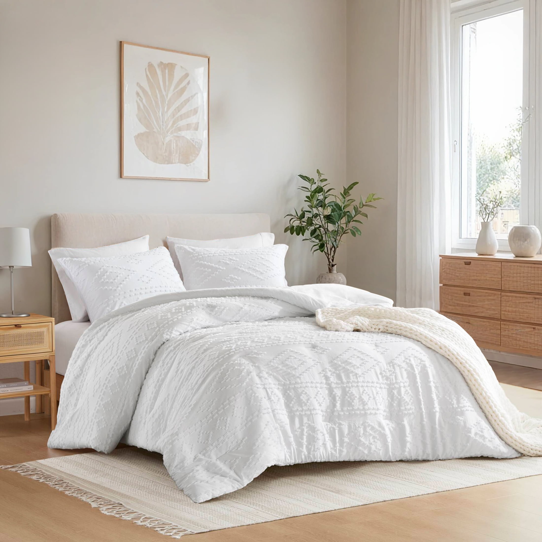 Regency Heights Full/Queen Comforter Set White, 3 Pieces Geometric ...