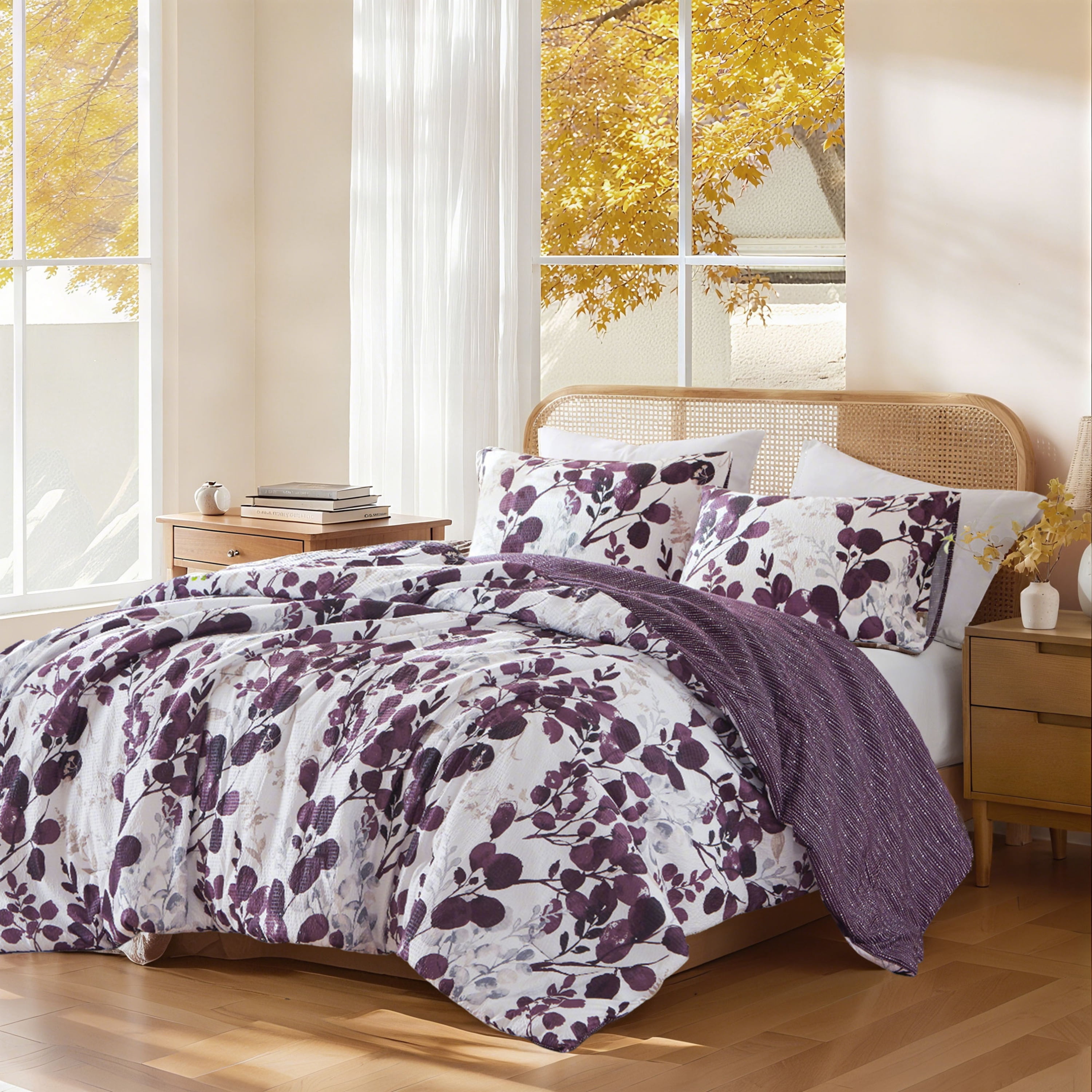 Regency Heights Full/Queen Comforter Sets, Reversible Seersucker Floral ...