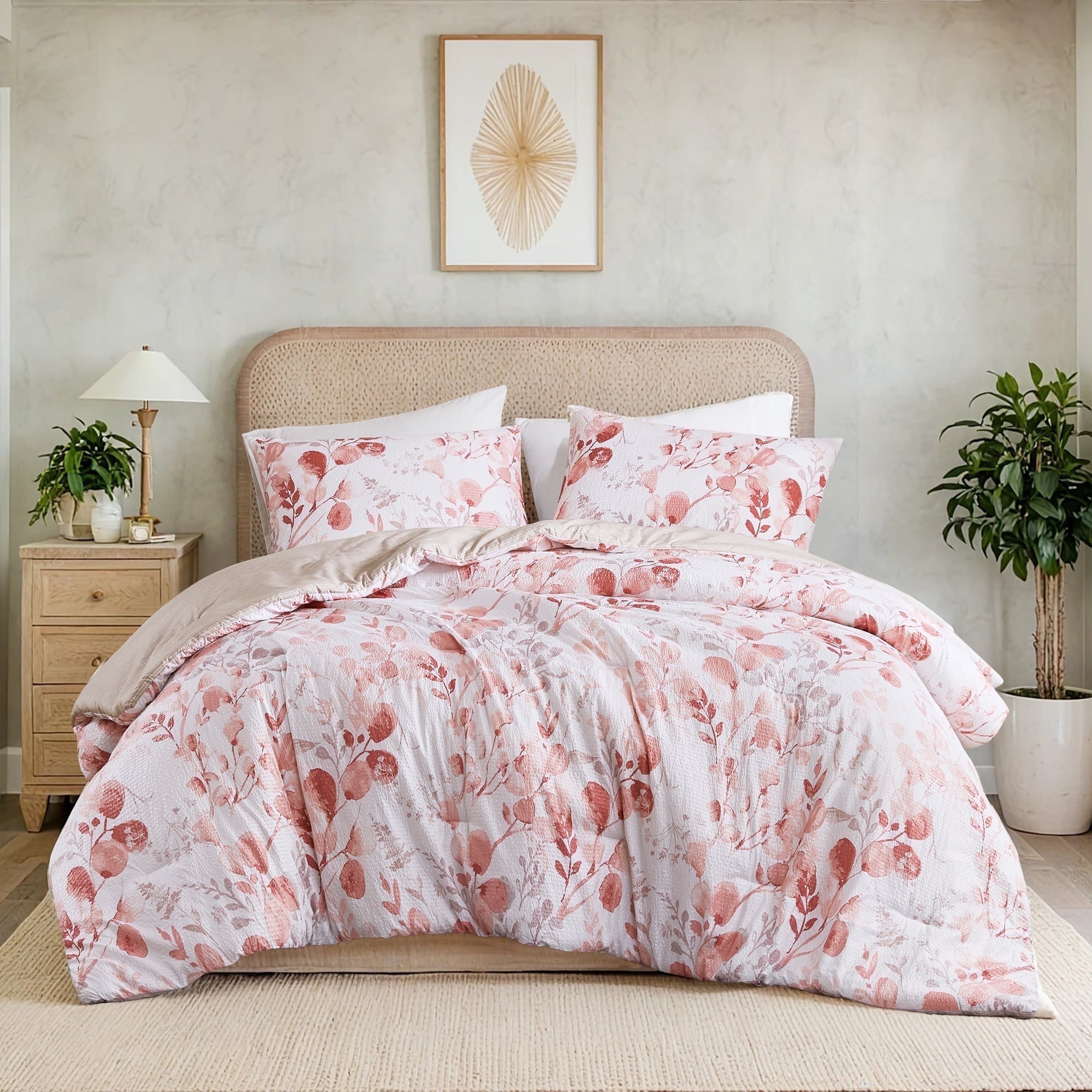 Regency Heights Full/Queen Comforter Sets, Reversible Seersucker Floral ...