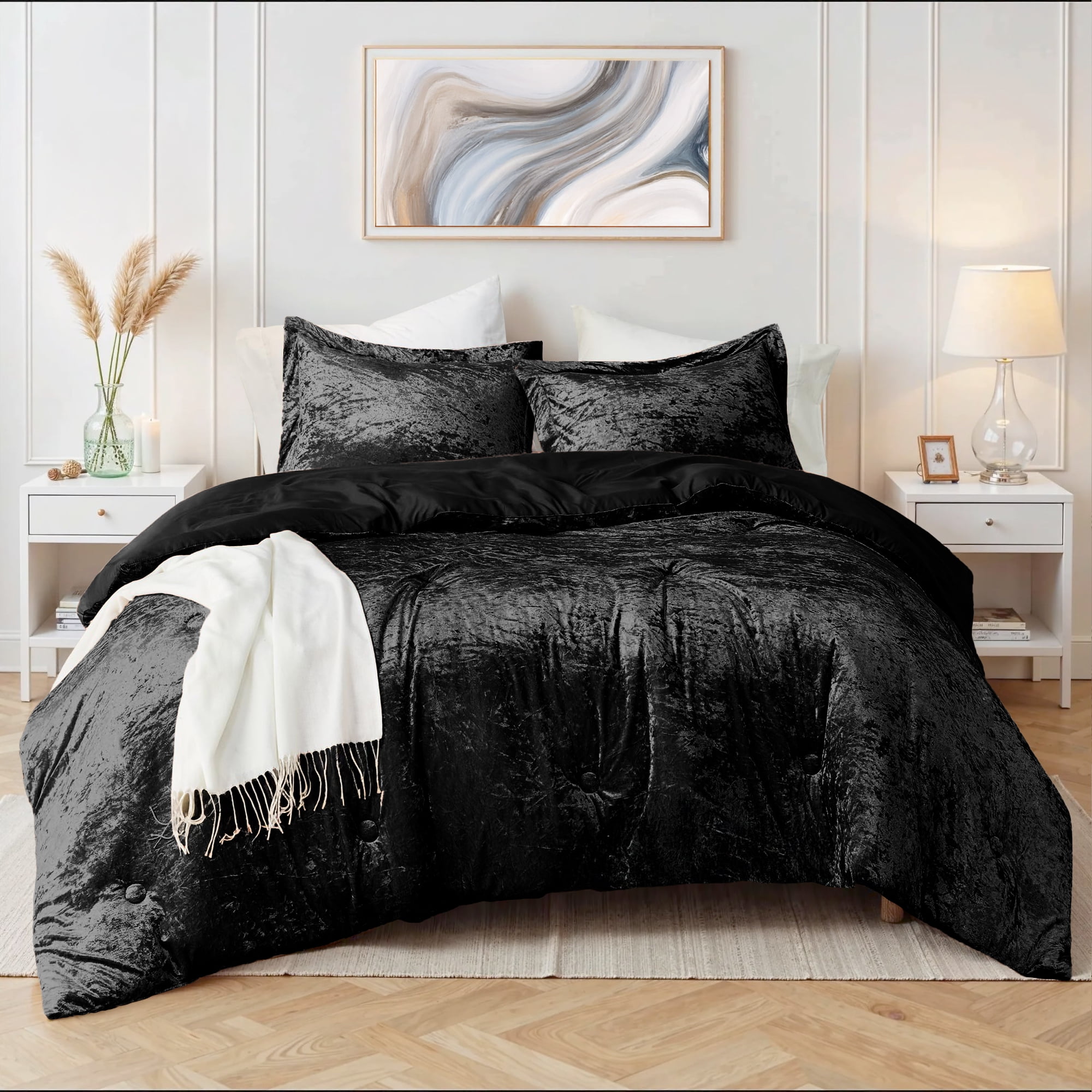 Regency Heights Full/Queen Cozy Velvet Comforter Sets, Luxury 3-Piece ...